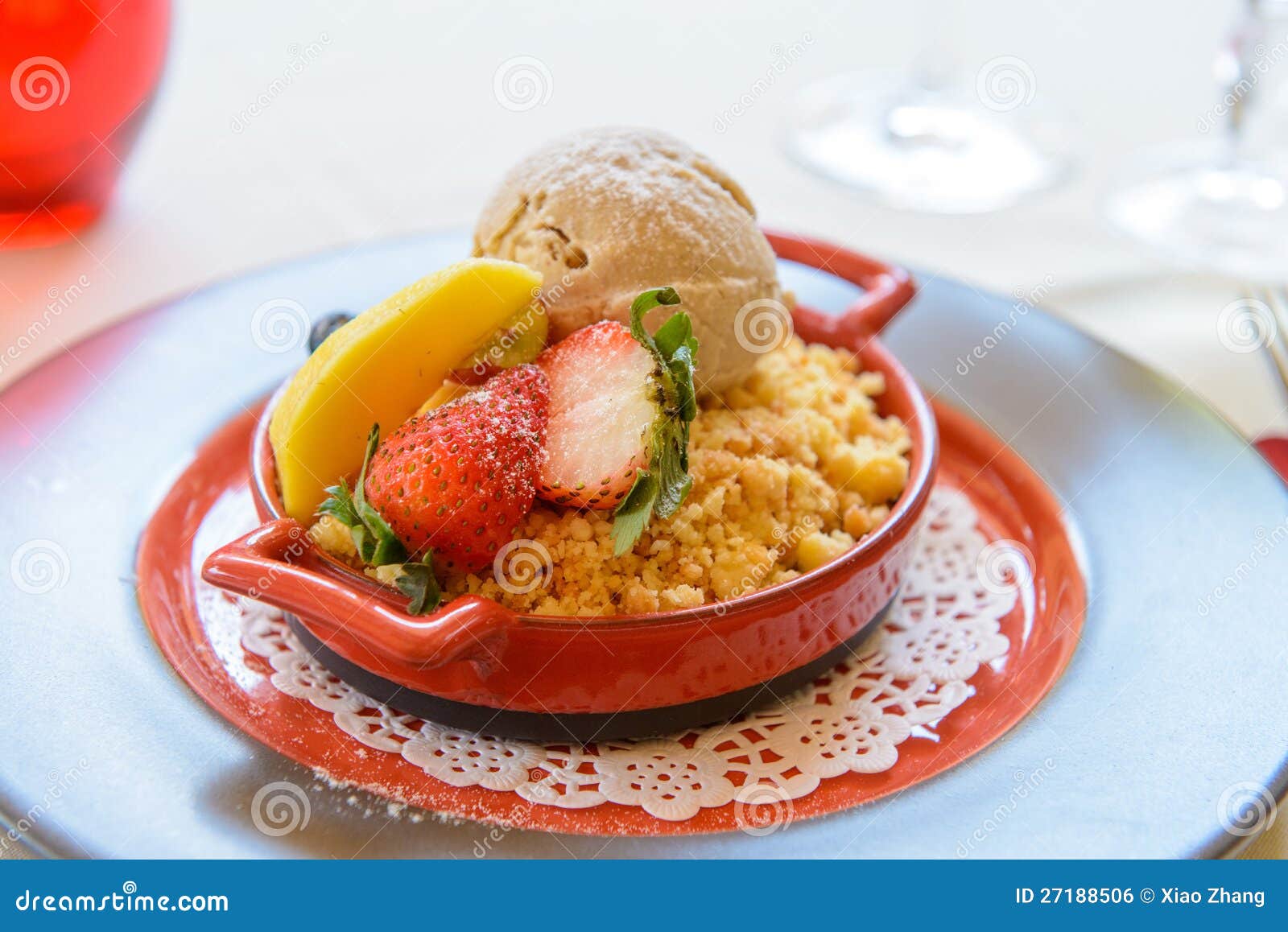 Apple Crumble with Ice Cream Stock Photo - Image of crumble, strawberry ...