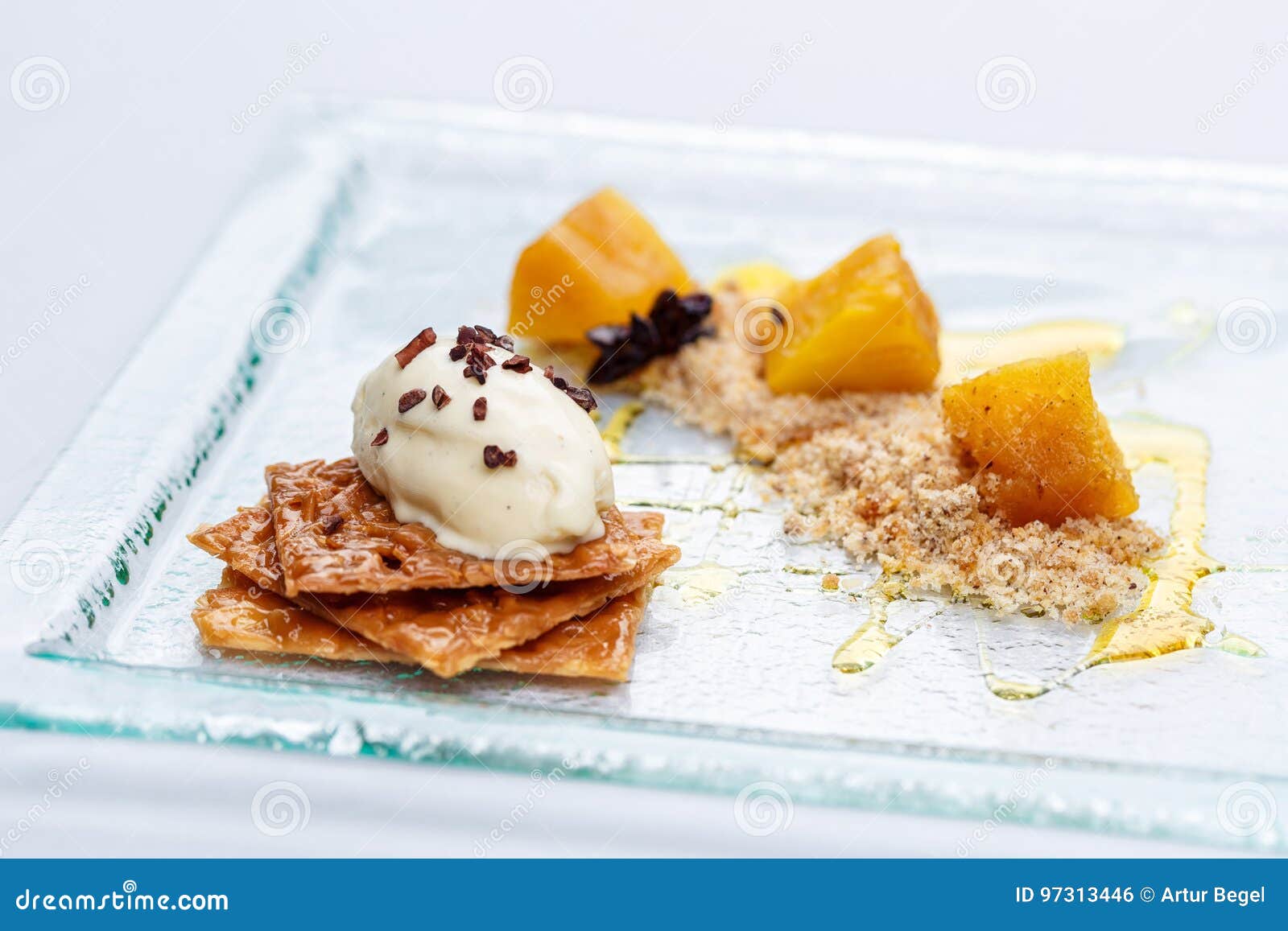 Apple Crumble with Ice Cream Stock Photo - Image of crumble, cobbler ...