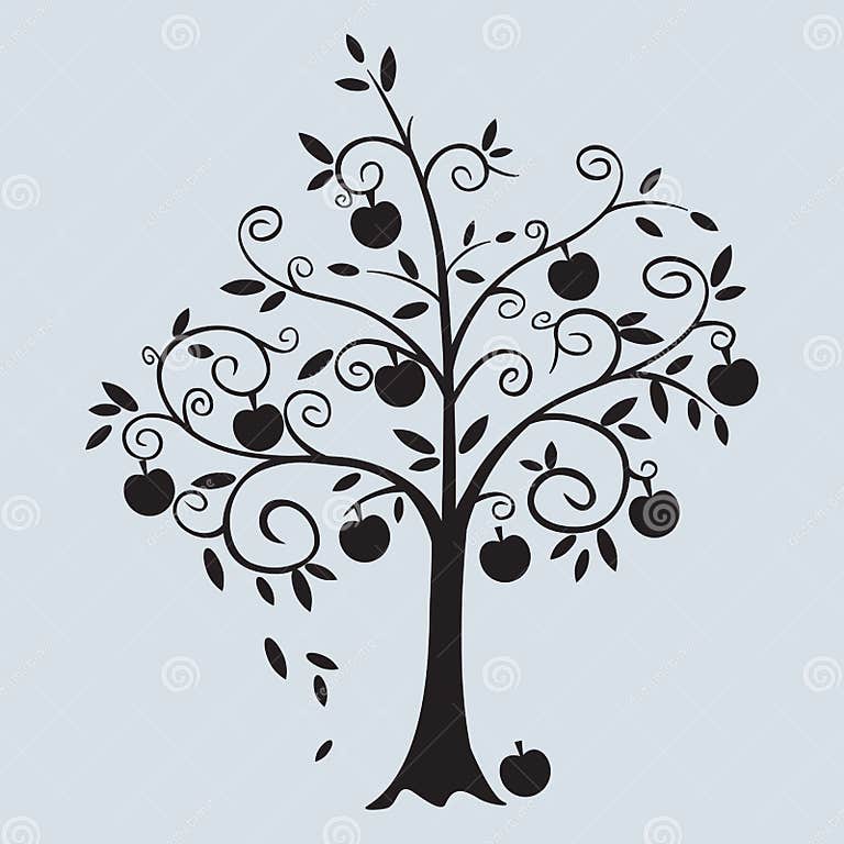 Apple Curly Tree Vector Illustration Stock Vector - Illustration of ...