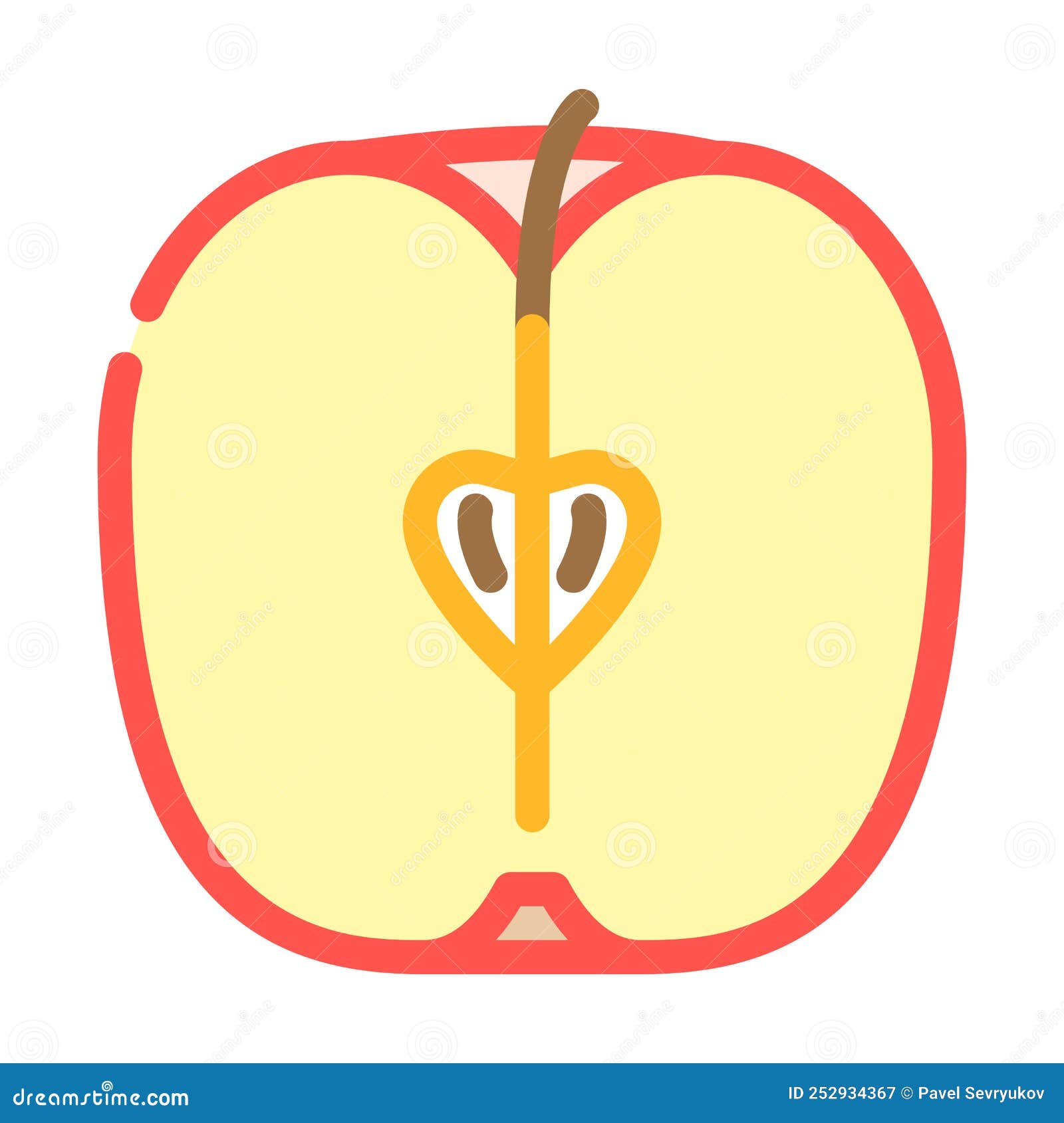 Apple Cut in Half Color Icon Vector Illustration Stock Vector ...