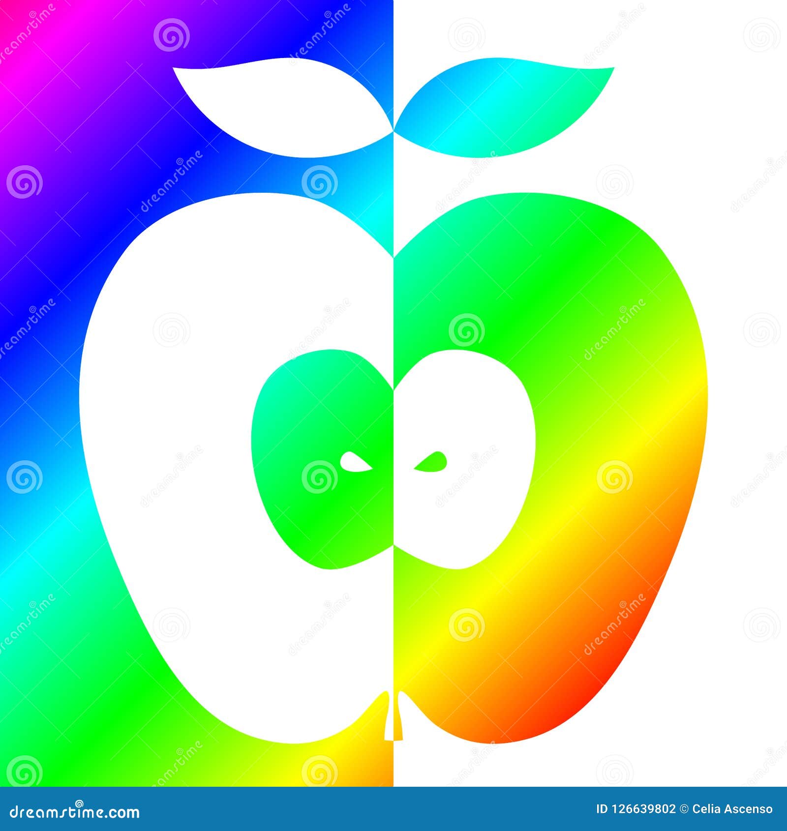 Rainbow Apple stock illustration. Illustration of clipart - 126639802