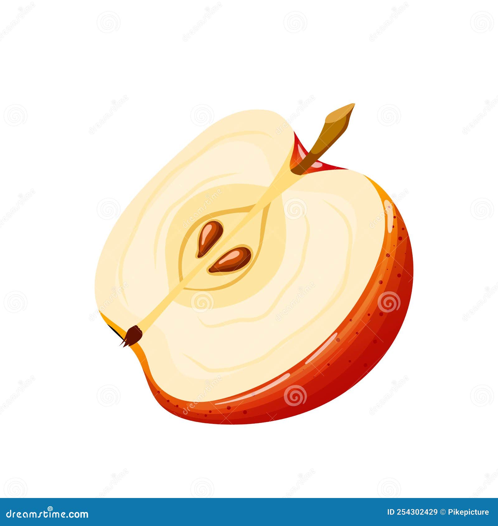 Apple Cut Slice Cartoon Vector Illustration Stock Vector - Illustration ...