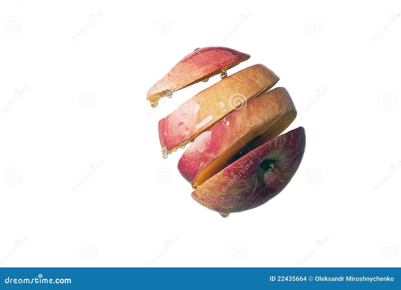 Apple Cut into Slices with Honey and Watered Float Stock Photo - Image ...