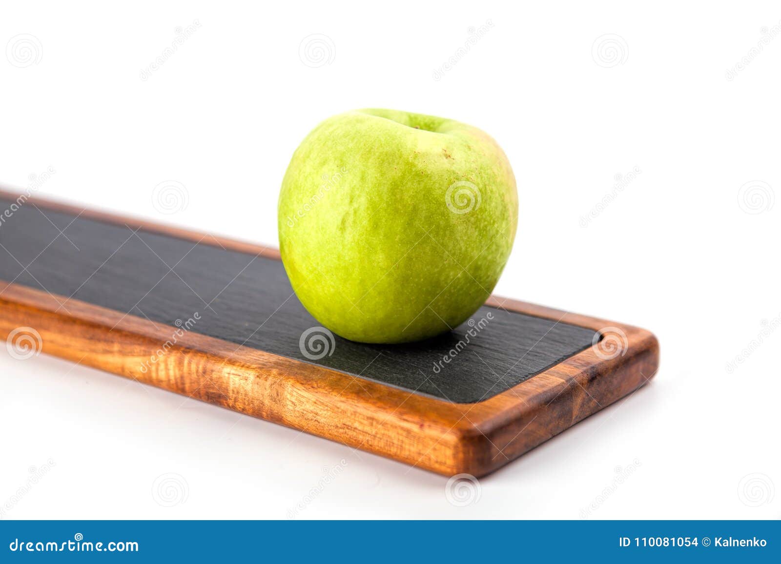 Apple on a Cutting Board , Isolated on a White Background Stock Photo ...
