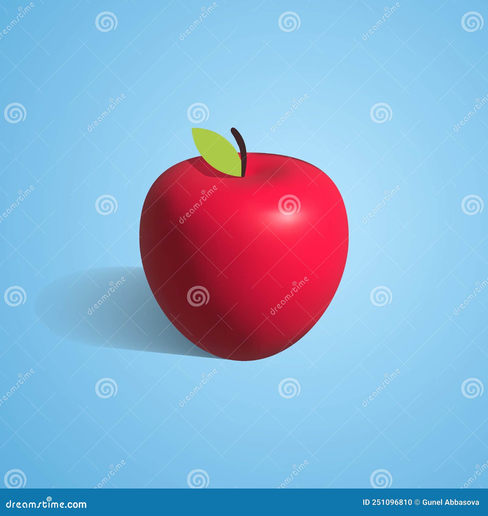 Red apple 3d icon stock vector. Illustration of round - 251096810
