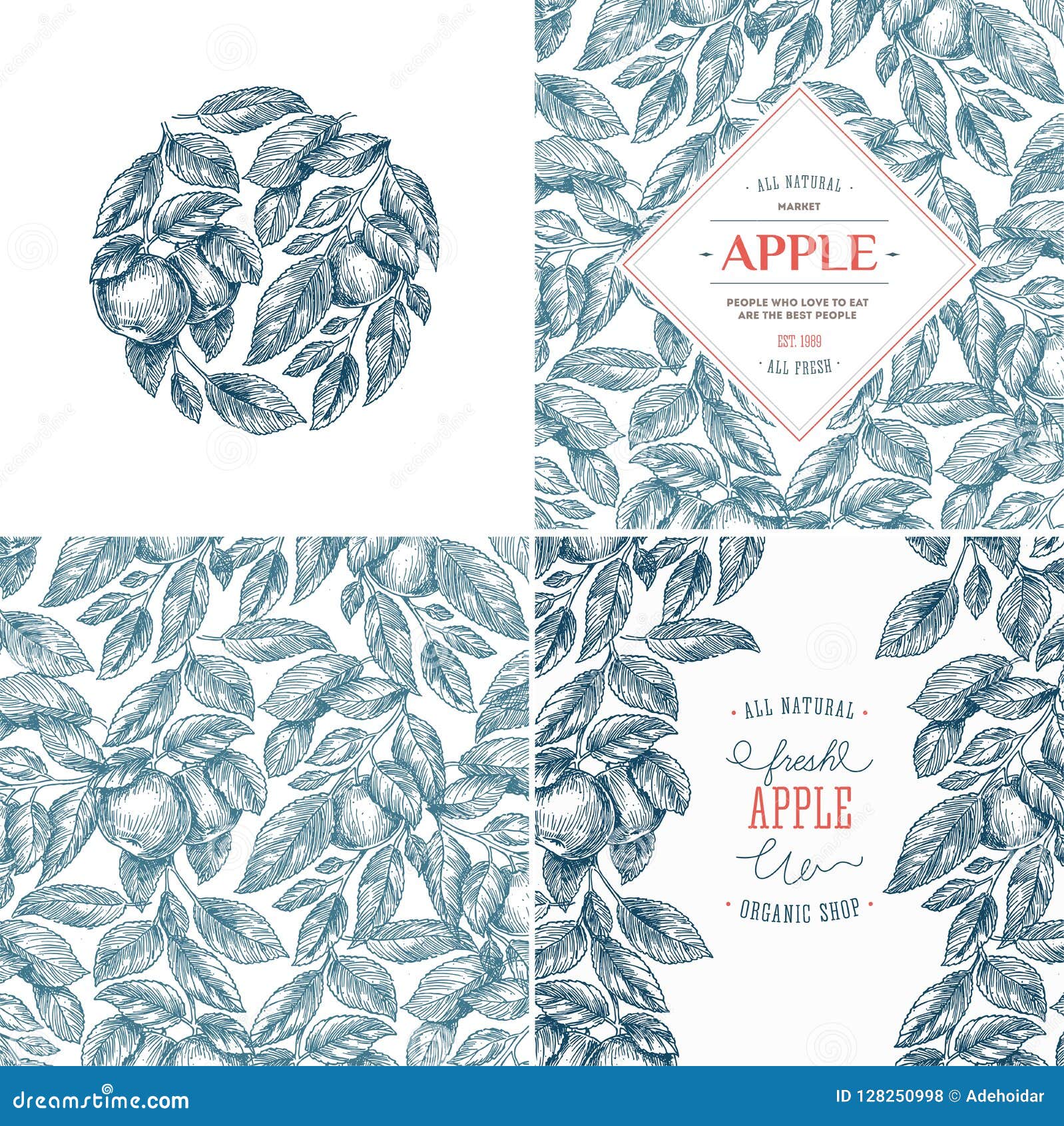 Apple Design Template Collection. Banners, Pattern, Composition. Vector ...