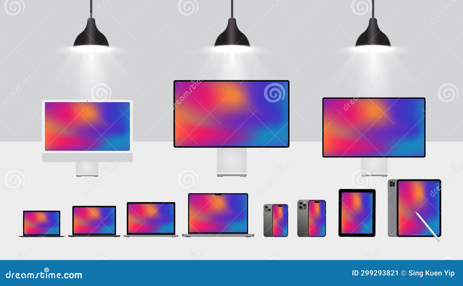Apple Devices Editorial Set. Macbook Pro, Air. Ipad Pro. Charging For ...