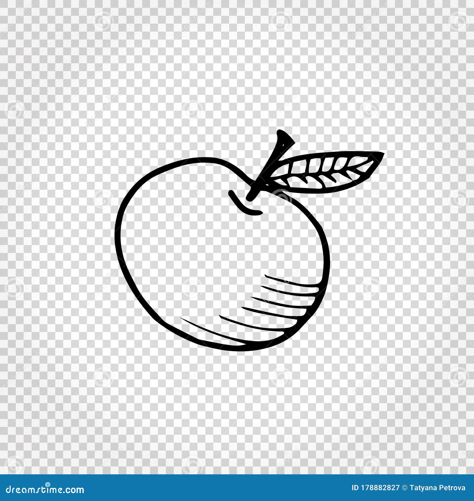 Apple. Doodle Icon. Simple Hand Drawn Vector Illustration. Line Drawing ...