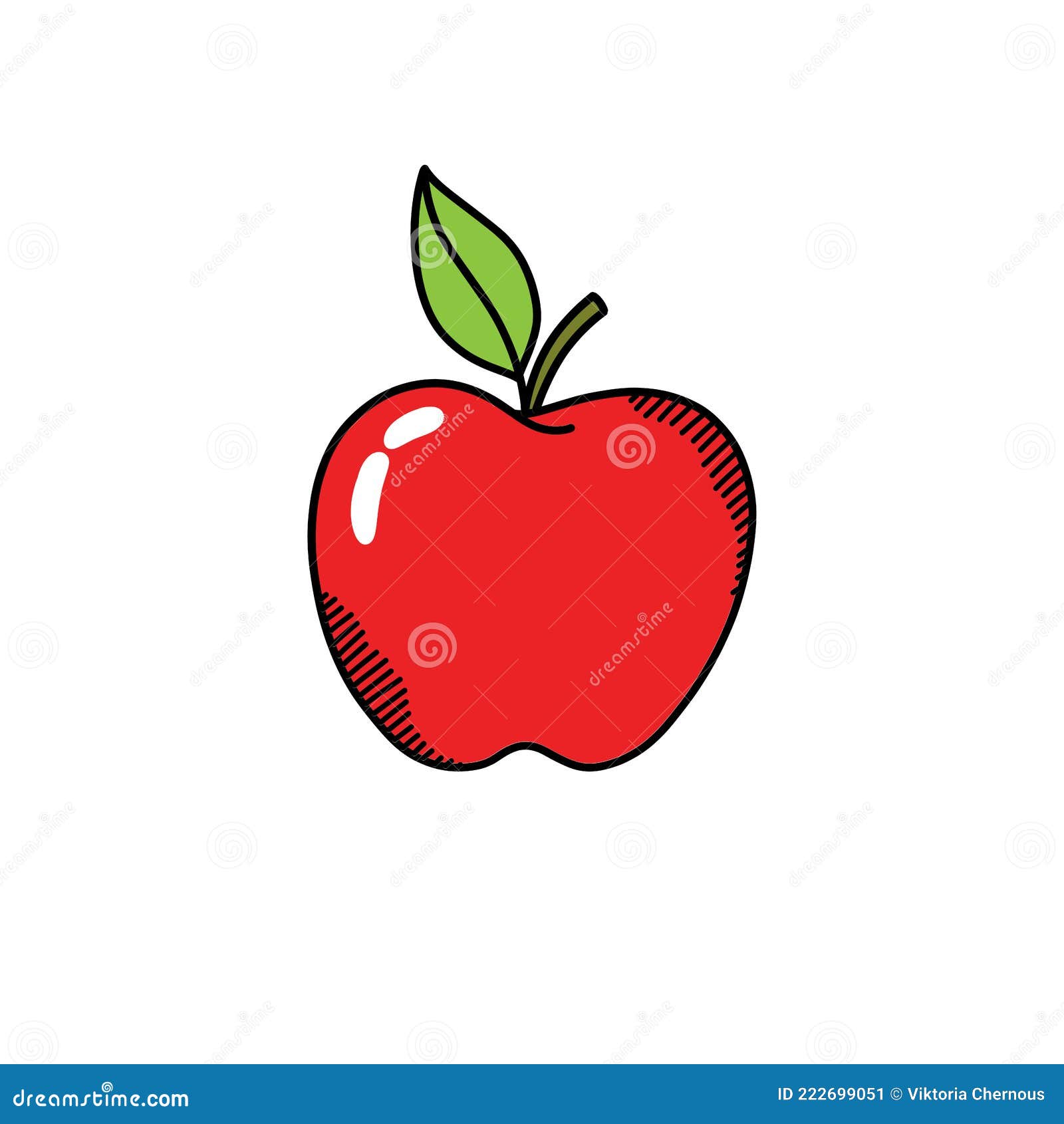 Apple Doodle Icon, Vector Color Line Illustration Stock Vector ...