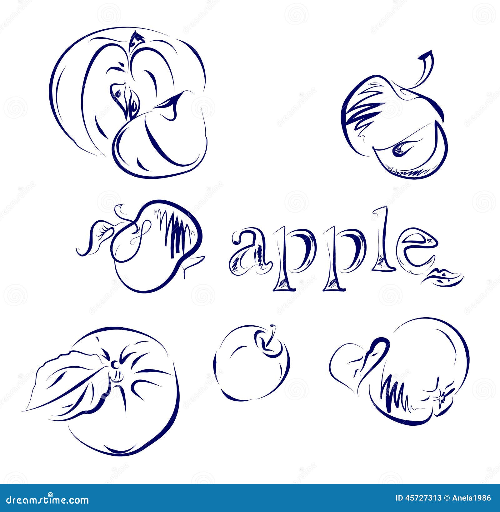 Apple Doodle stock vector. Illustration of outline, science - 45727313
