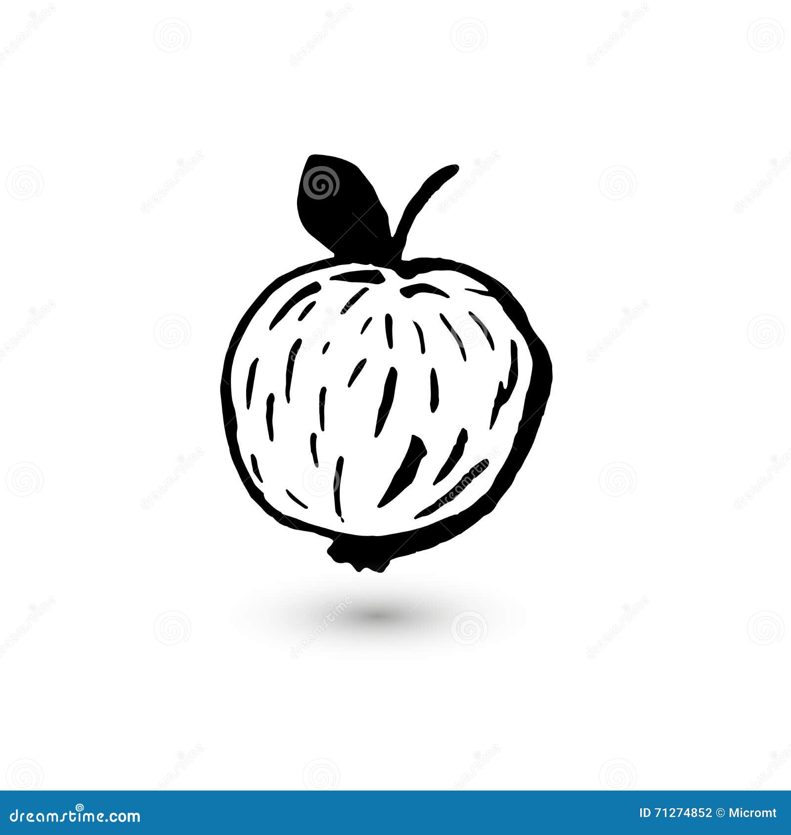 The Apple, Drawn with Ink Strokes. Stock Vector - Illustration of ...