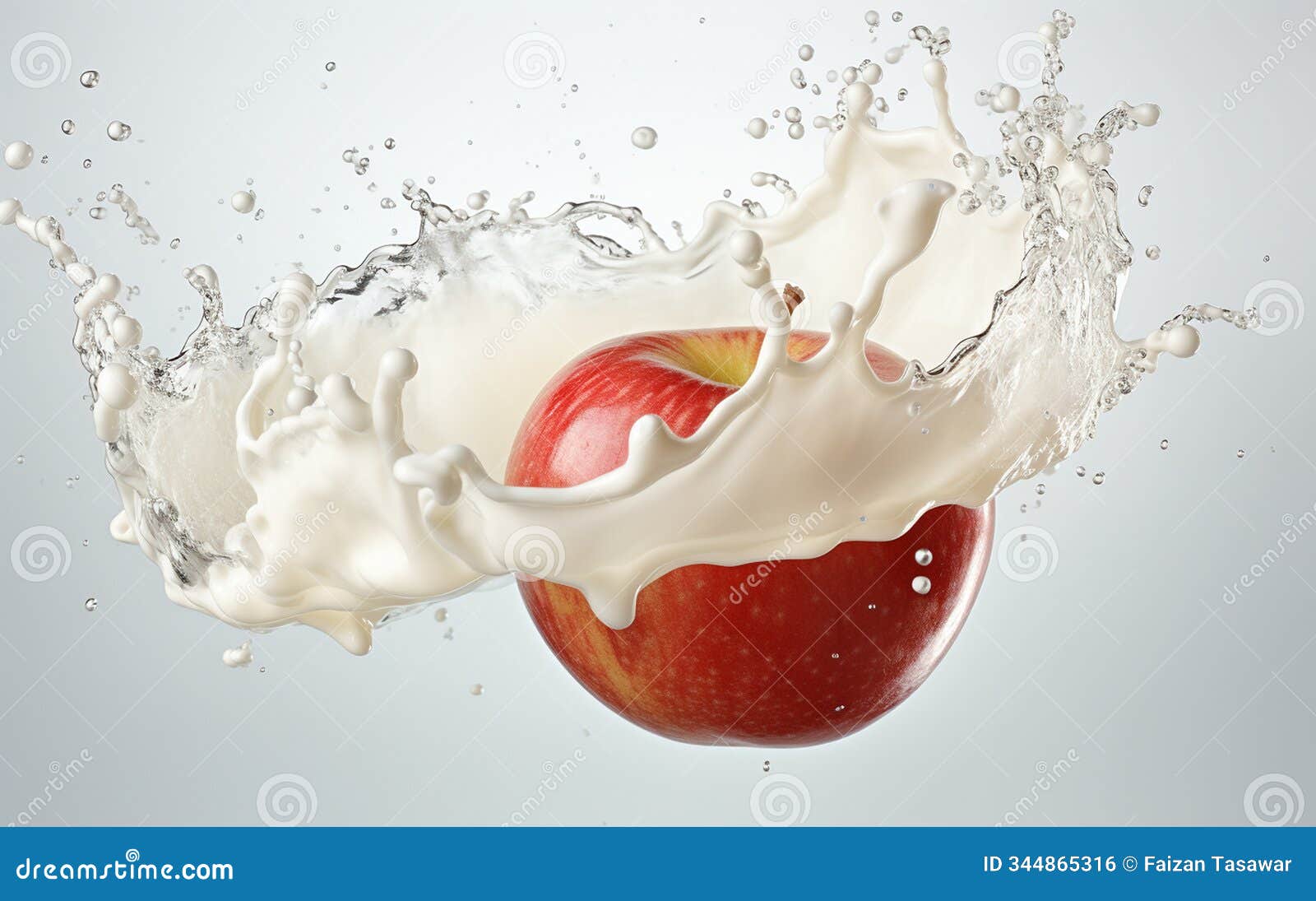 Apple Drop Milk Splash on Transparent Surface Stock Illustration ...