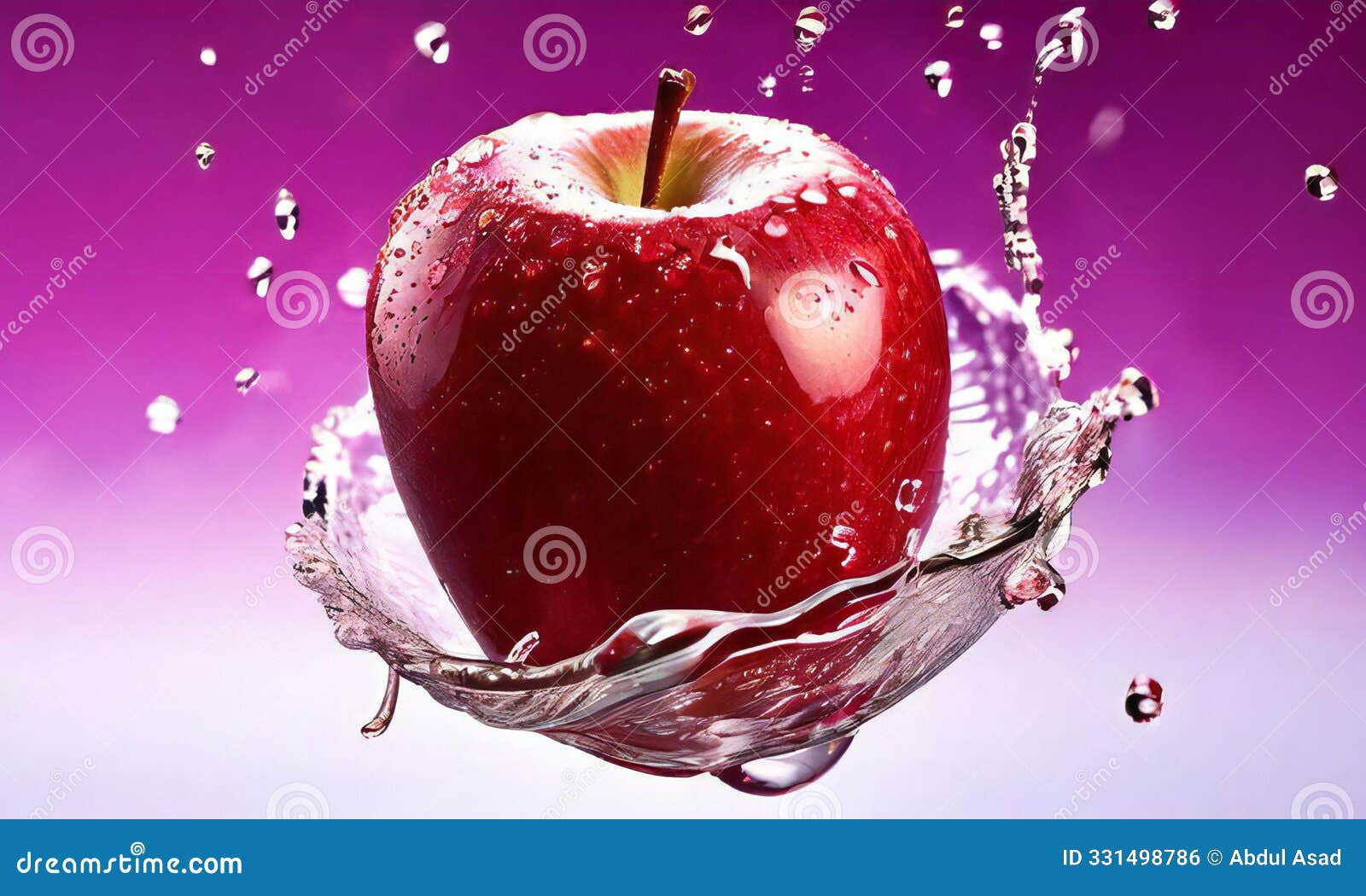 Apple Drop into Splash Water, Background Stock Illustration ...
