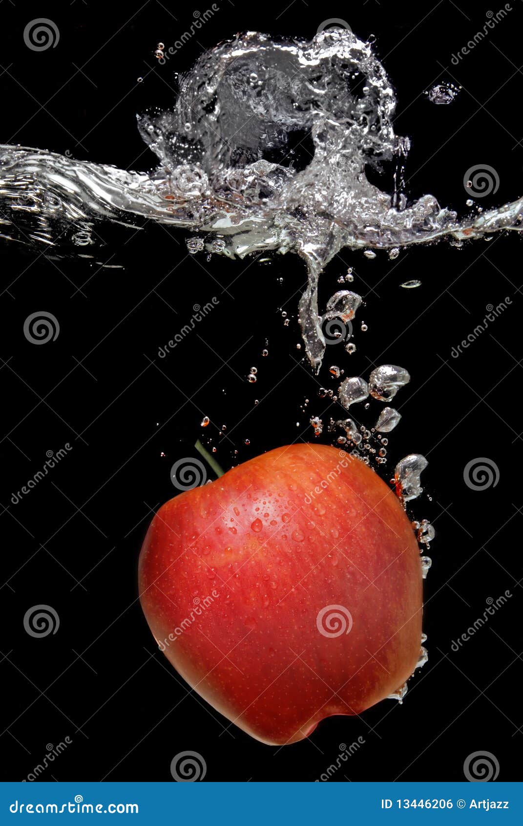 Apple Dropped into Water with Splash Stock Photo - Image of fruit ...