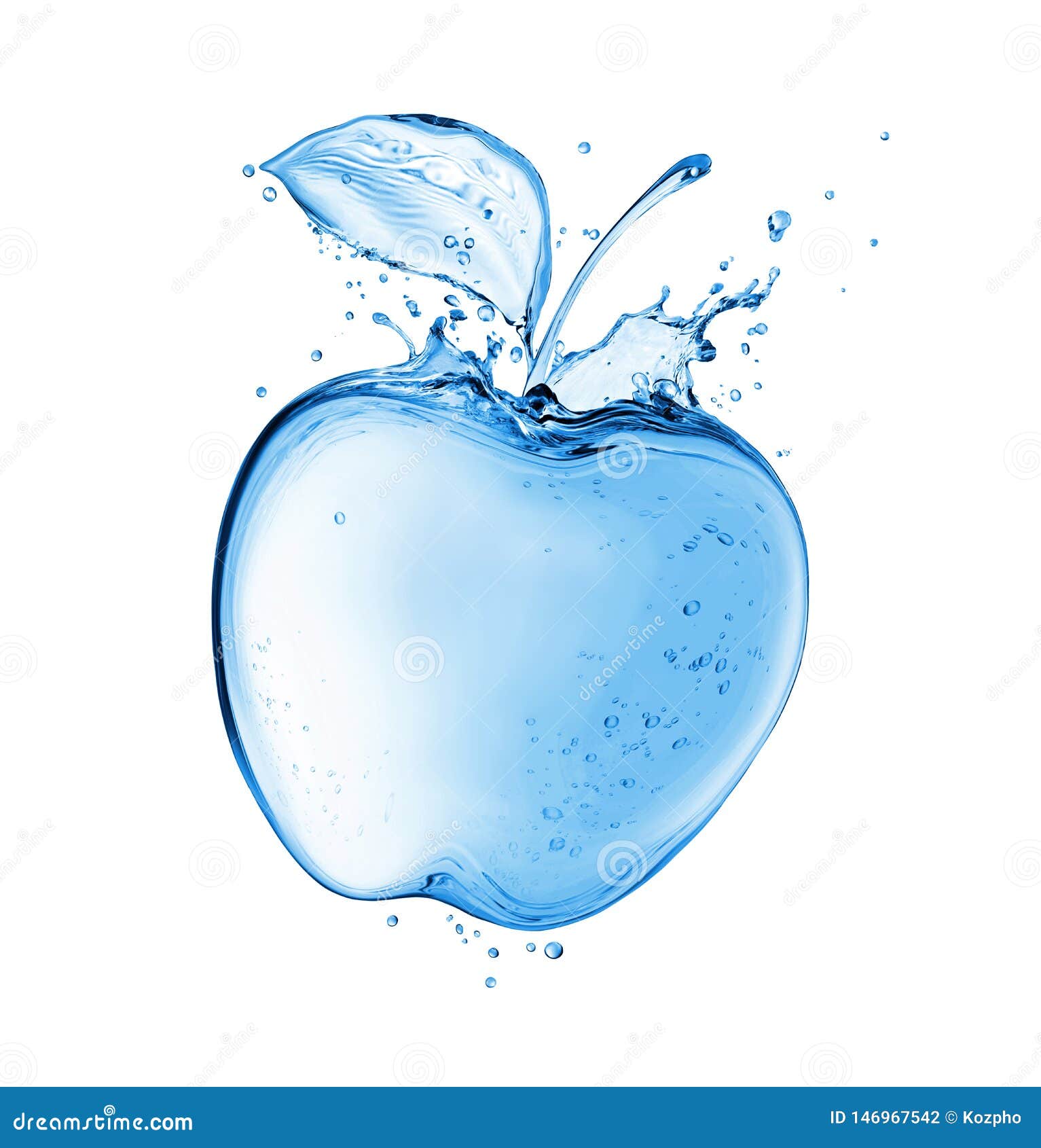 Apple with Drops Made of Water Splashes. Concept Image Isolated on ...