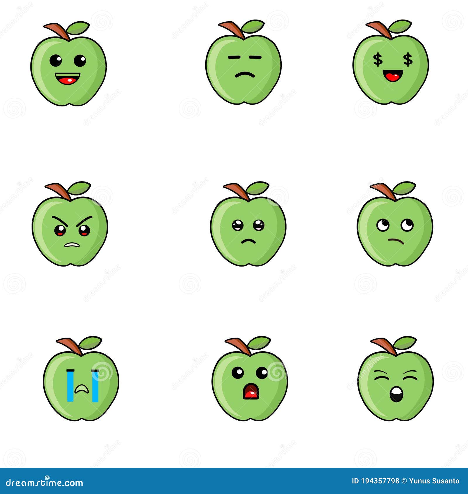 Apple_emogi stock vector. Illustration of happy, berry - 194357798