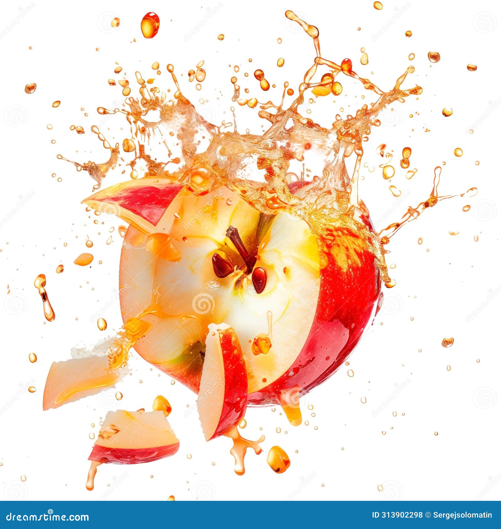 Apple Exploding and Bursting into Pieces with Juice Splatters in ...