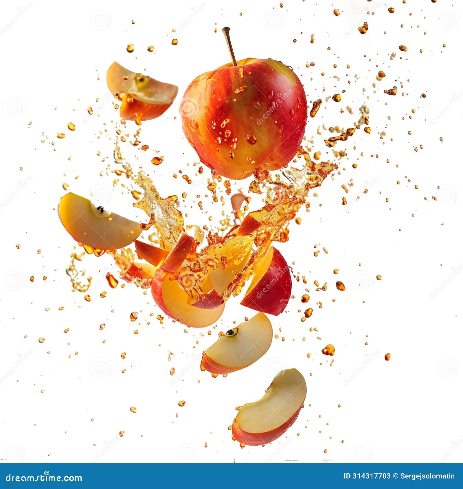 Apple Exploding and Bursting into Pieces with Juice Splatters in ...