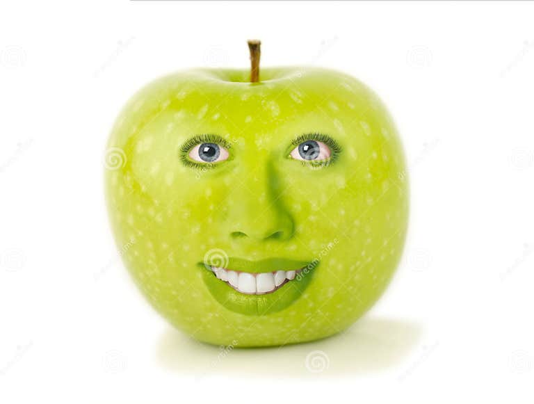 Apple face stock image. Image of girly, girl, face, green - 5893161