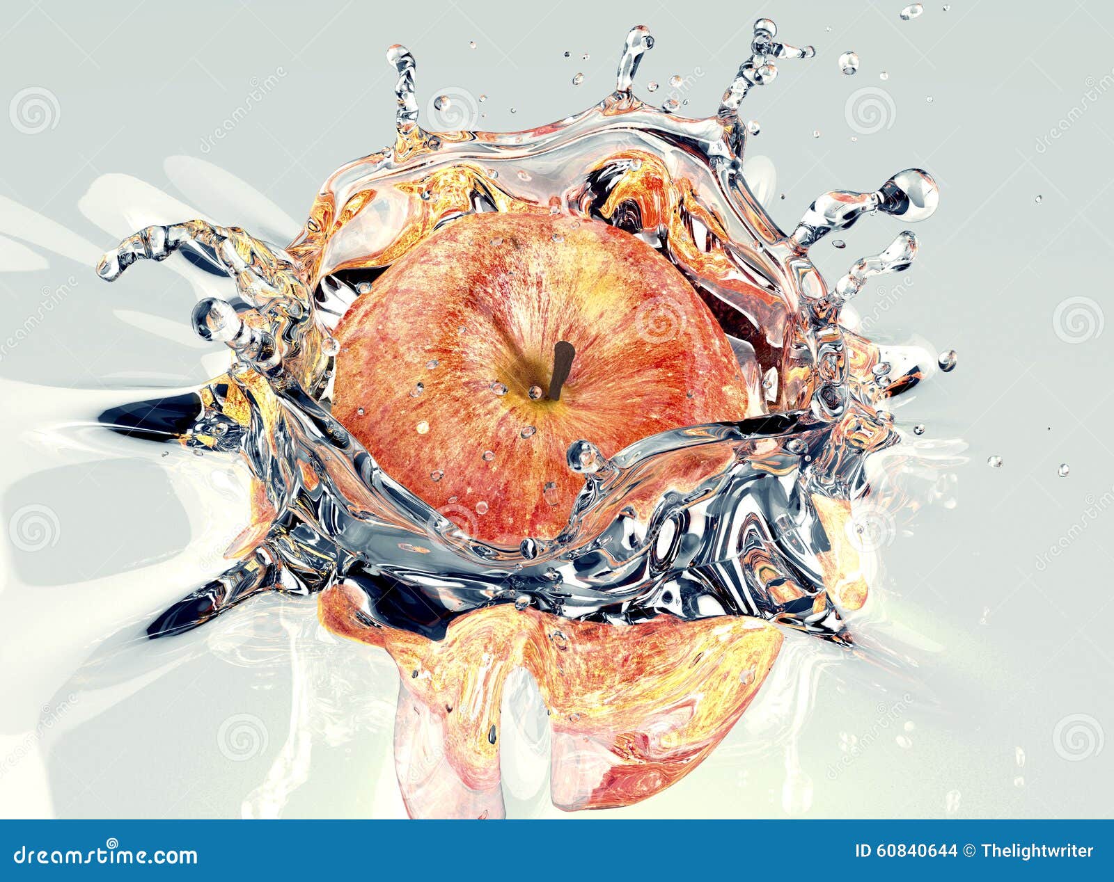 Apple Faling and Splashing into Water Stock Illustration - Illustration ...