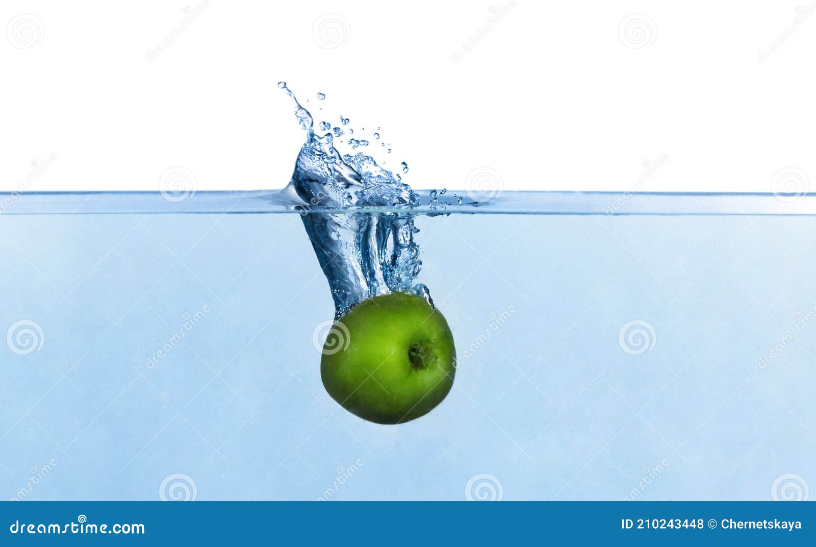 Apple Falling Down into Clear Water Against White Background Stock ...