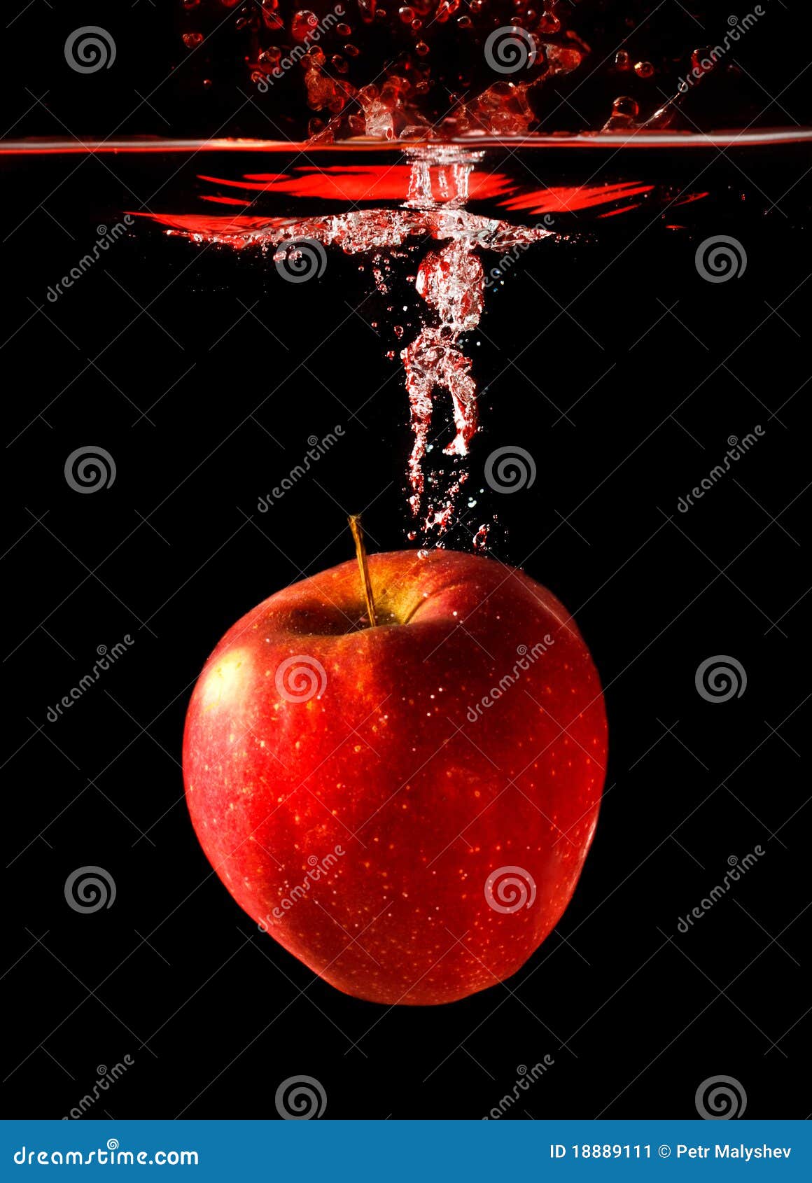 Apple Falling Into The Water With Splash On White Stock Photography ...