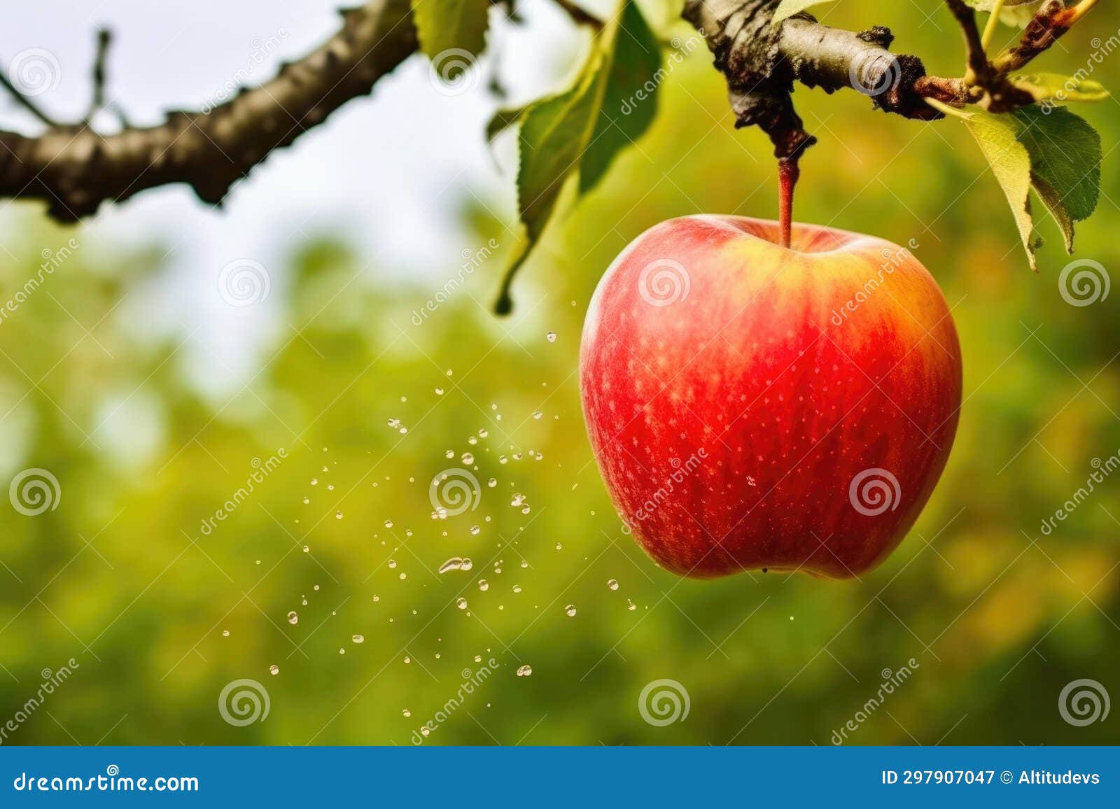 An Apple Falling from a Tree, Seeds Exposed Stock Image - Image of ...