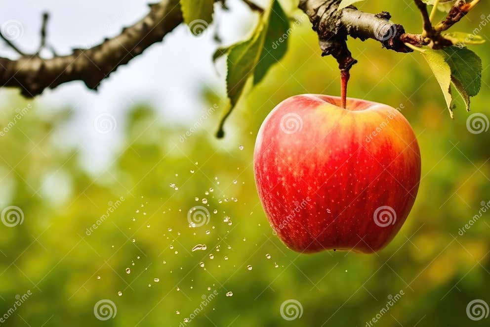 An Apple Falling from a Tree, Seeds Exposed Stock Image - Image of ...