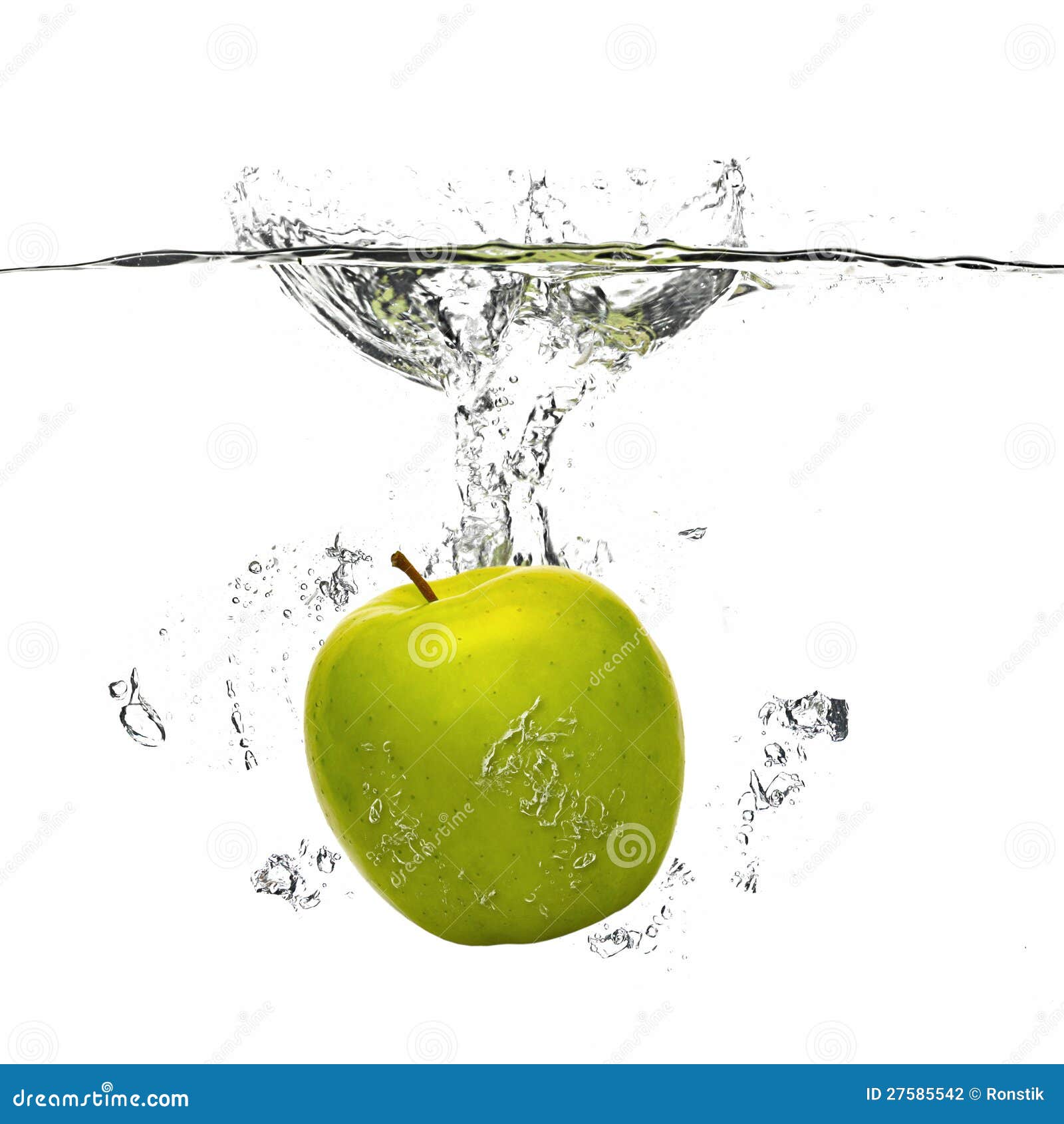 Apple Falling Into The Water With Splash On White Stock Photo - Image ...