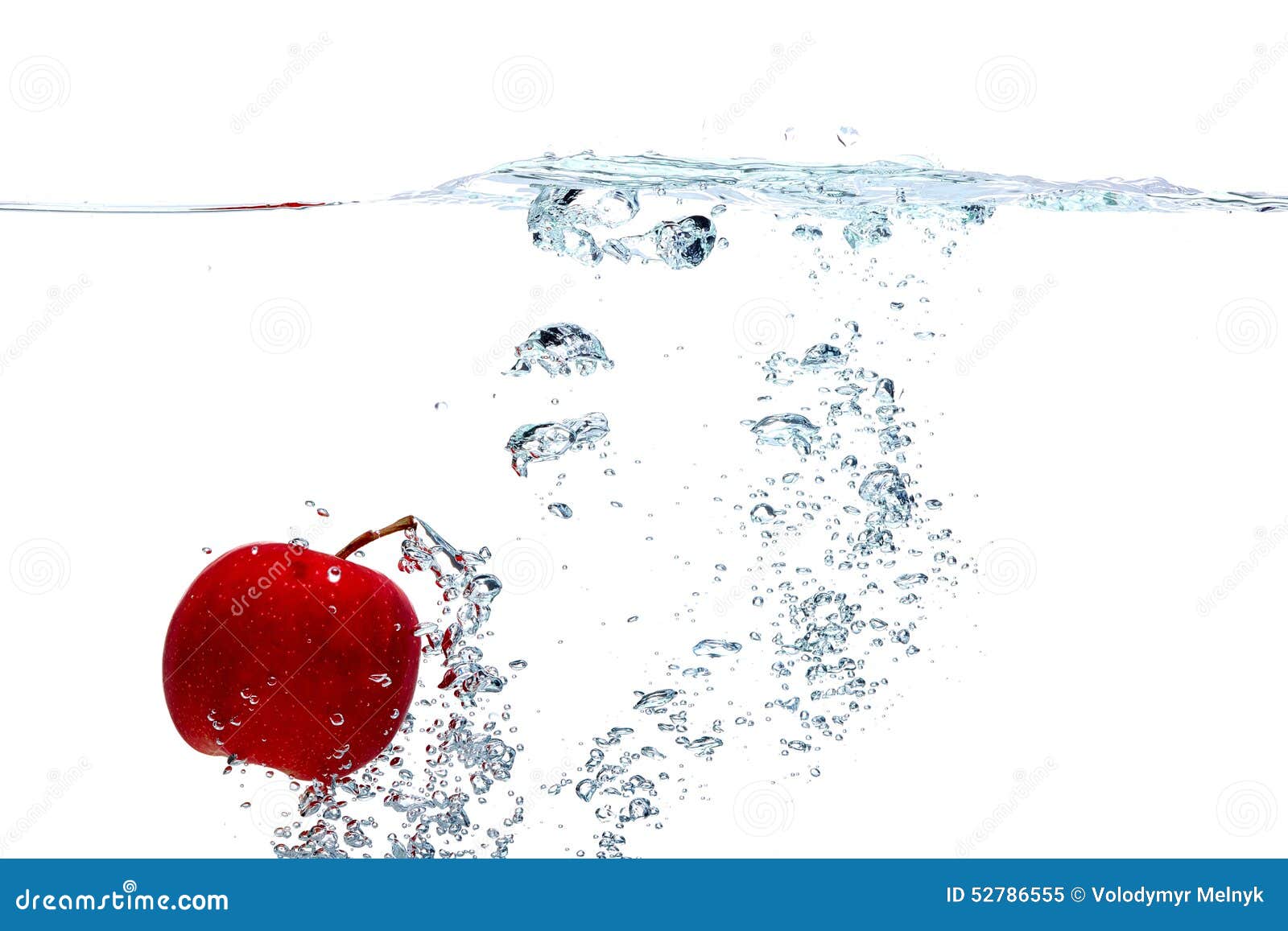 Apple Falls Deeply Under Water Stock Image - Image of fall, peel: 52786555