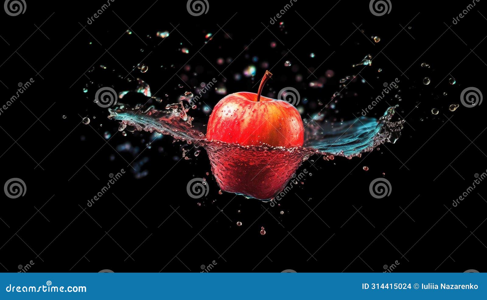 Red Apple Submerged In Water, Big Splash Of Water With Drops And Bubles At The Surface Stock ...