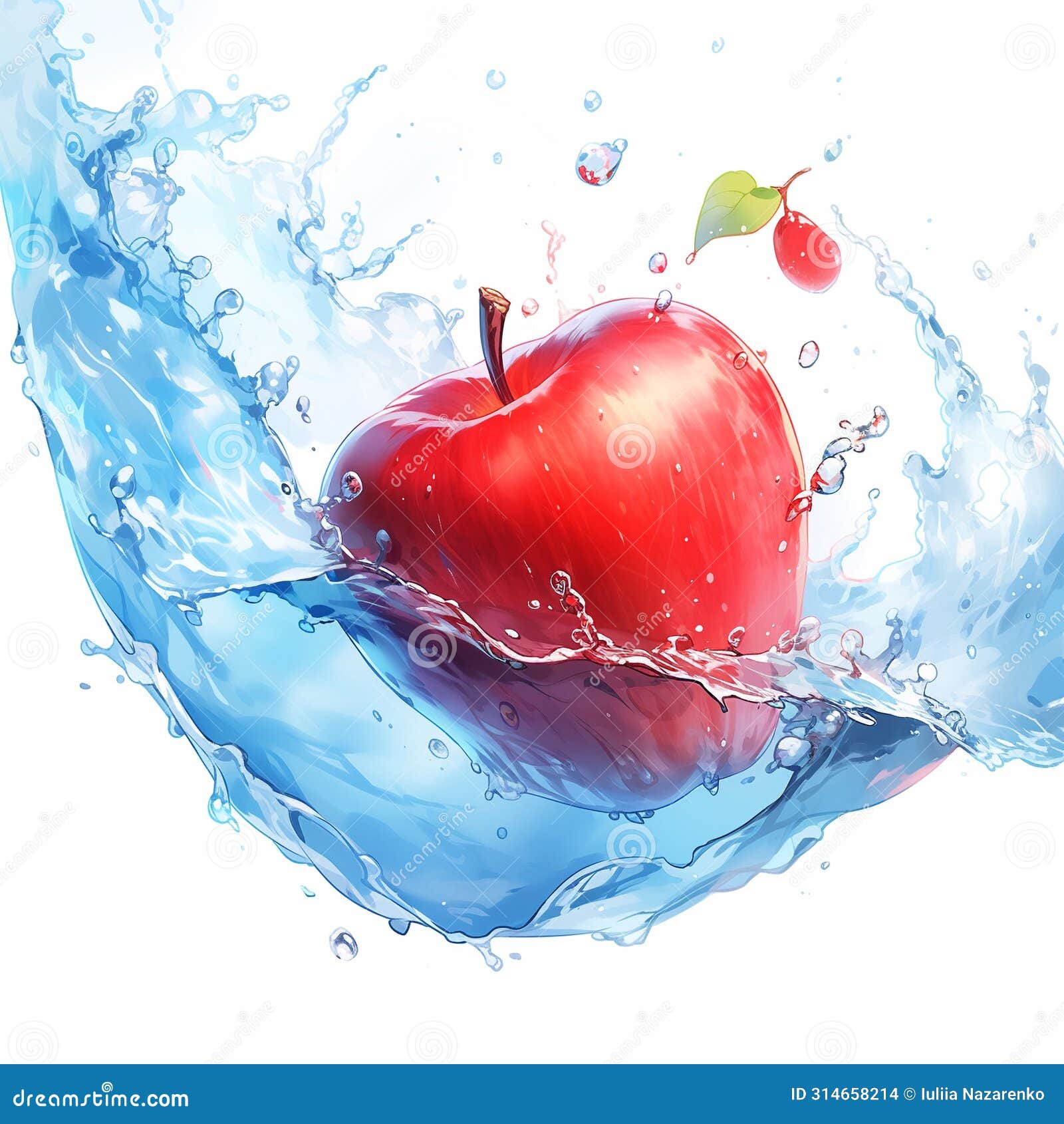 The Apple Falls into the Water. AI Generated Stock Photo - Image of ...