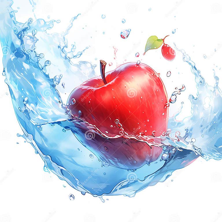 The Apple Falls into the Water. AI Generated Stock Photo - Image of ...