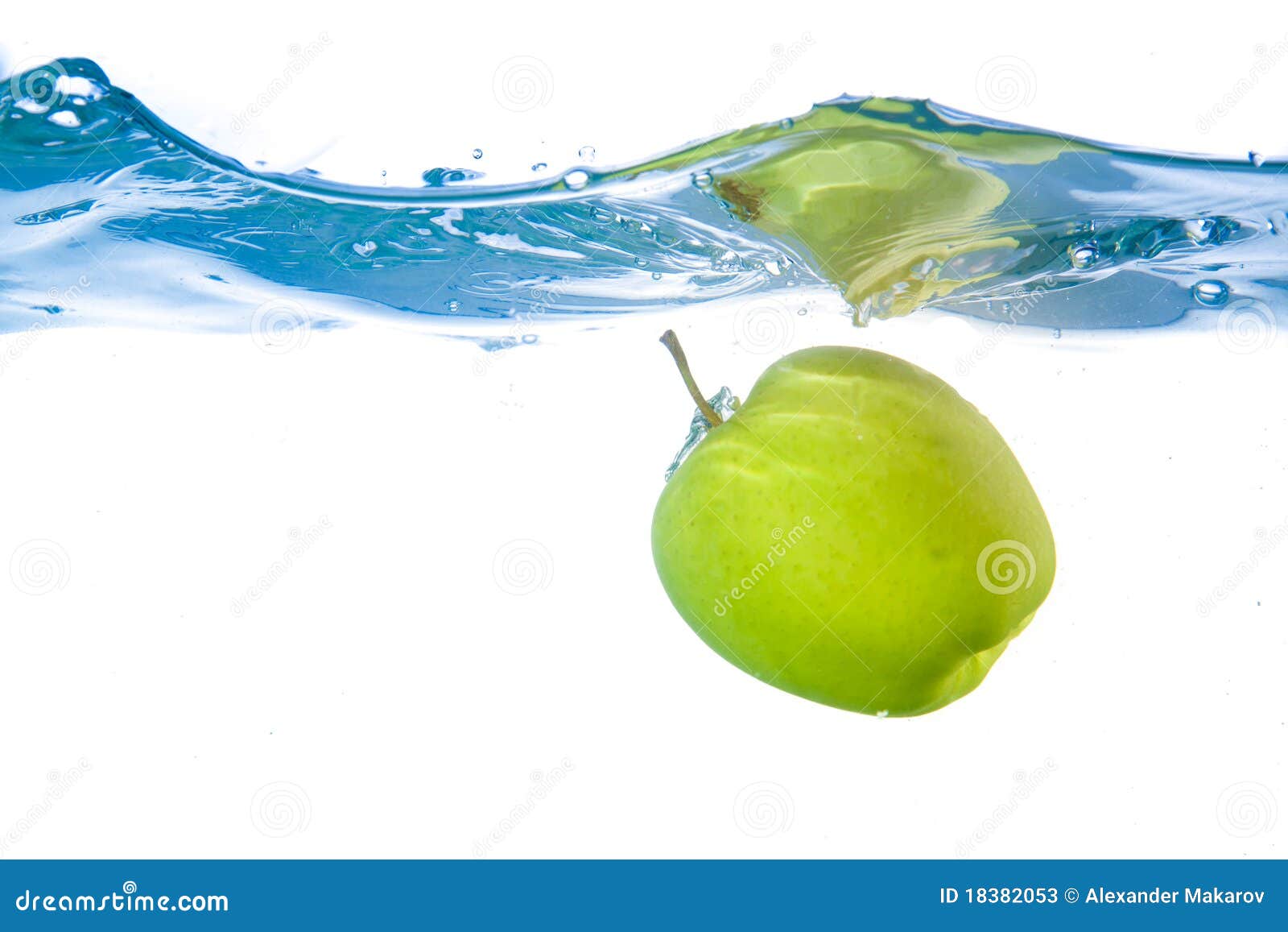 Apple Fell into the Water. Close-up Stock Image - Image of background ...