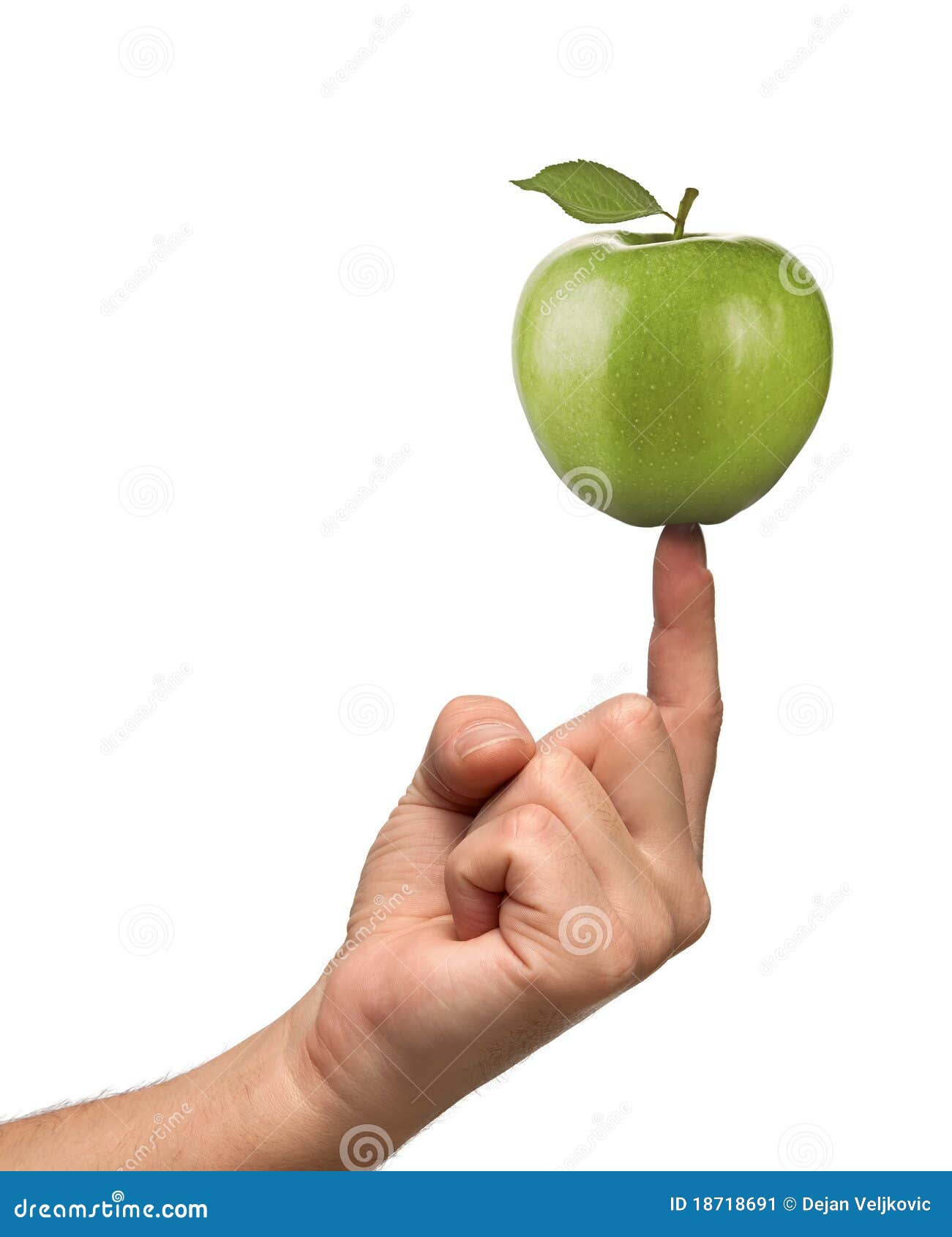 Apple on finger stock image. Image of care, vegetarian - 18718691