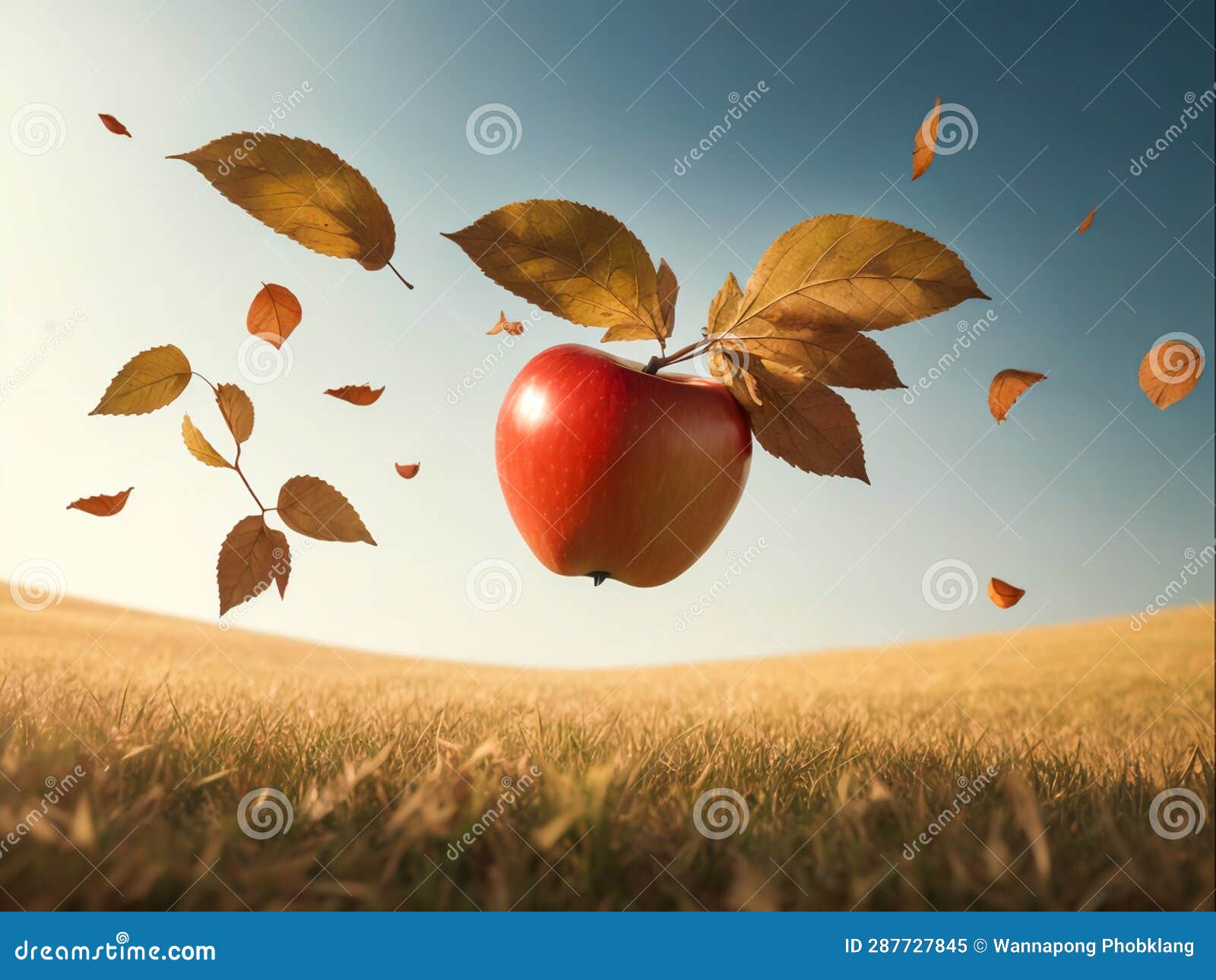 Apple Floating in the Air, Generative Ai Stock Illustration ...