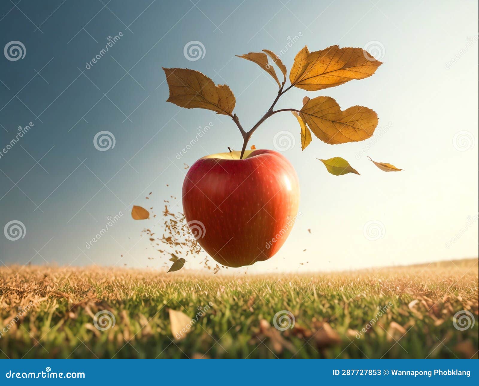 Apple Floating in the Air, Generative Ai Stock Illustration ...