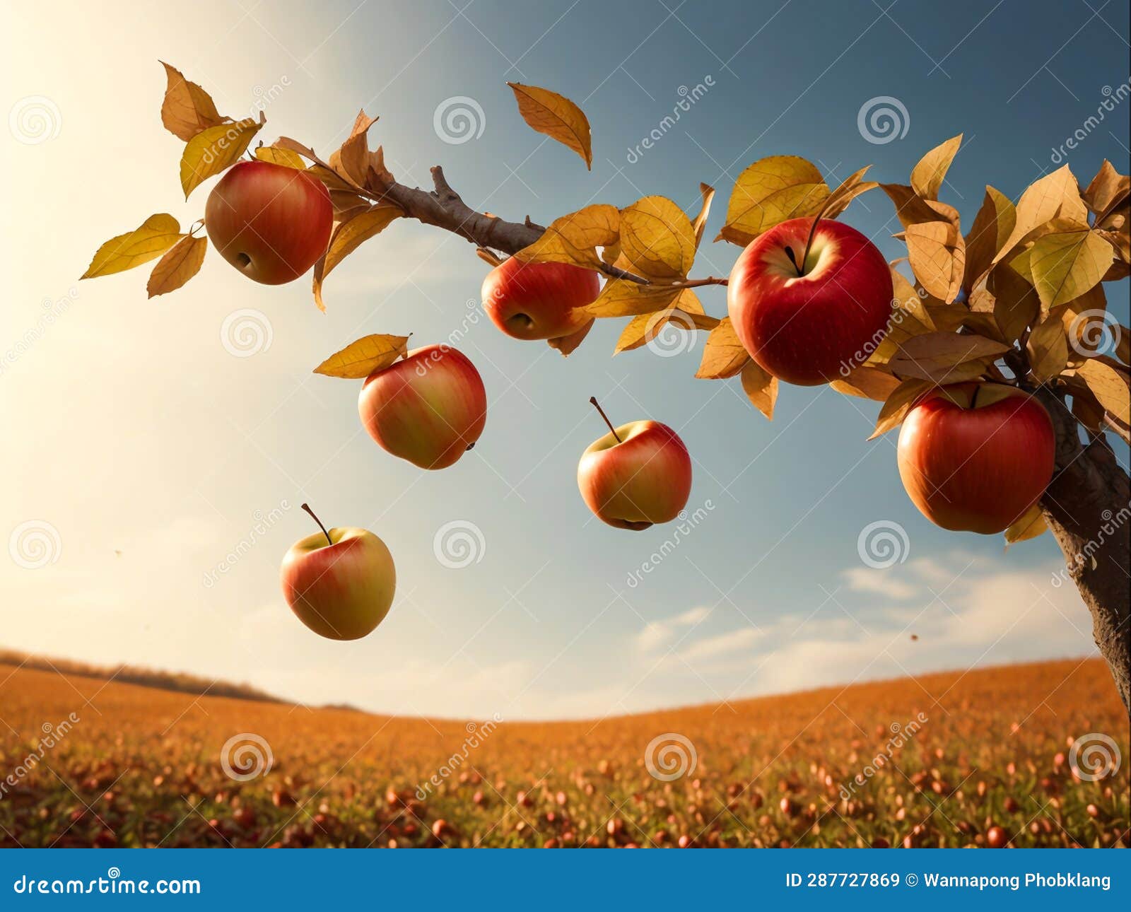 Apple Floating in the Air, Generative Ai Stock Illustration ...