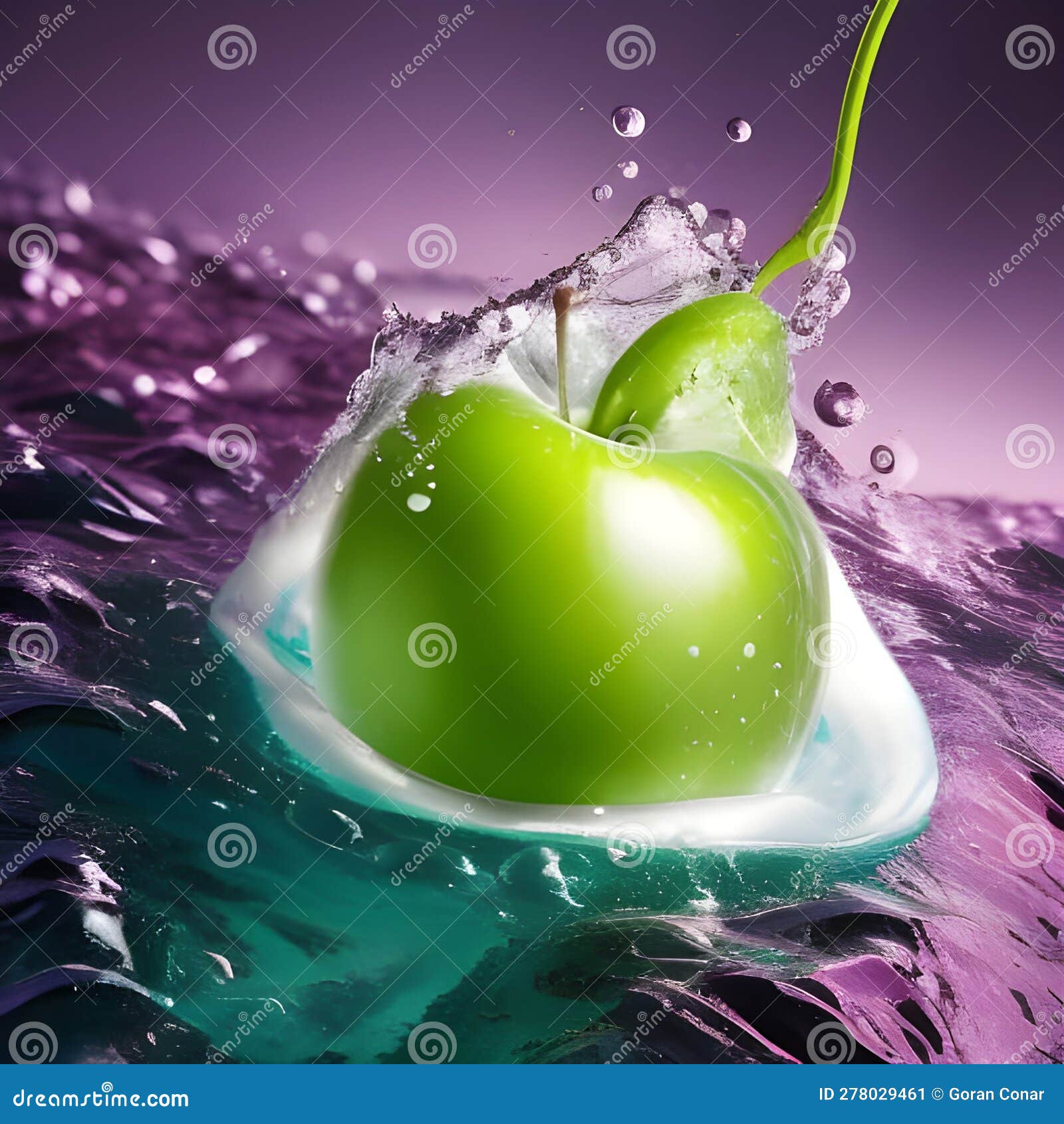 Apple Floating on a Water Surface Stock Illustration - Illustration of ...