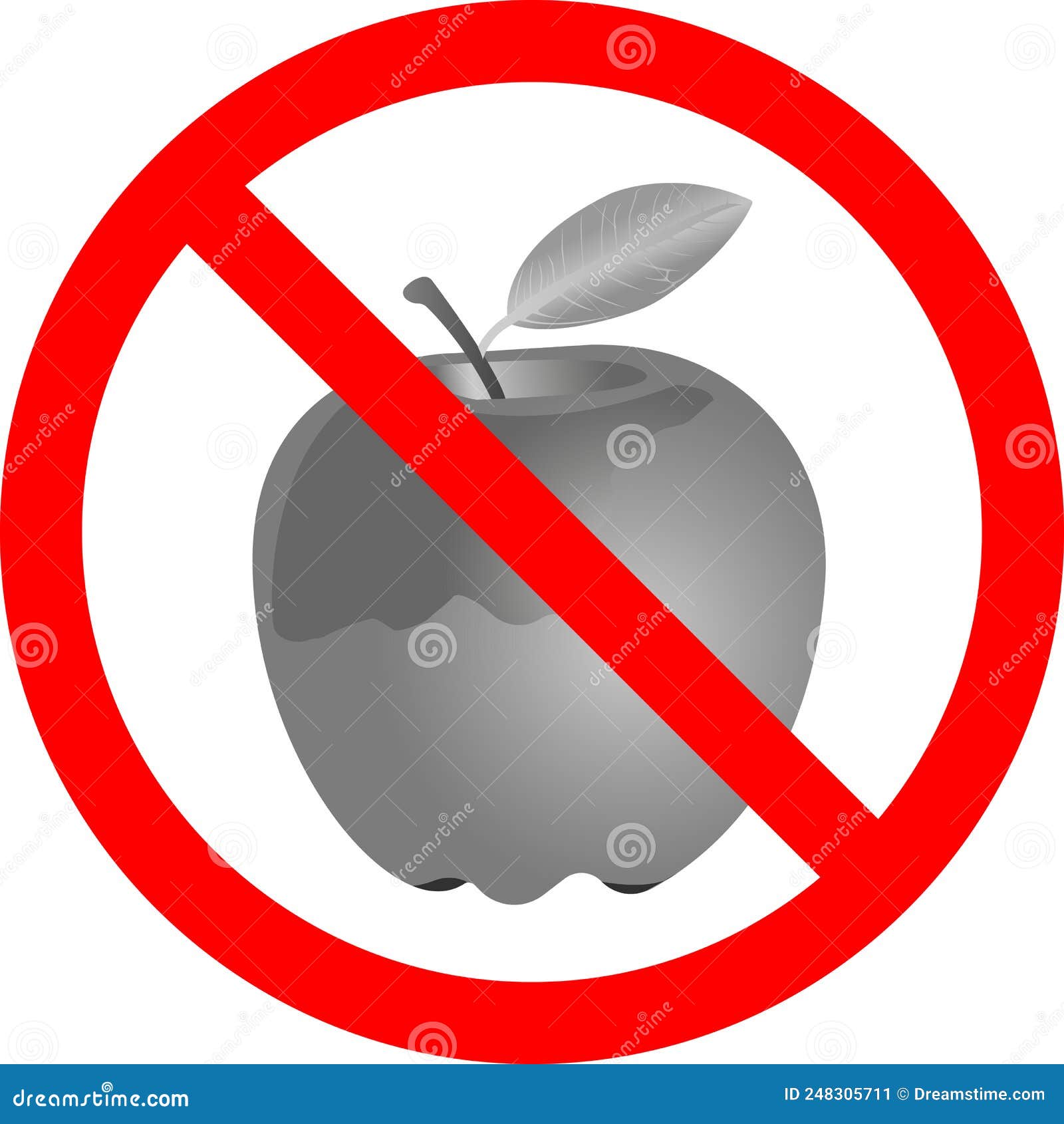 An Apple with a Forbidden Sign. Vector Illustration. Stock Vector ...