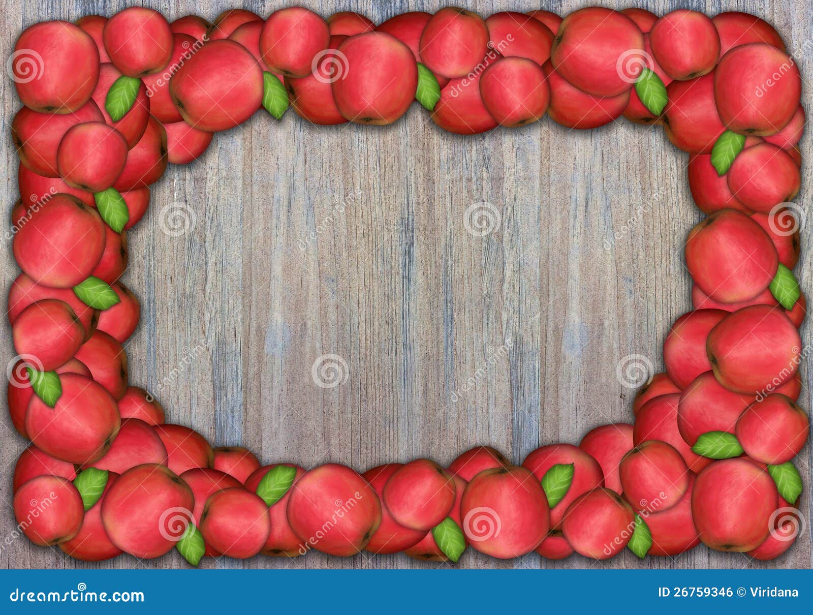 Apple Frame on Wooden Wall for Thanksgiving Stock Illustration ...