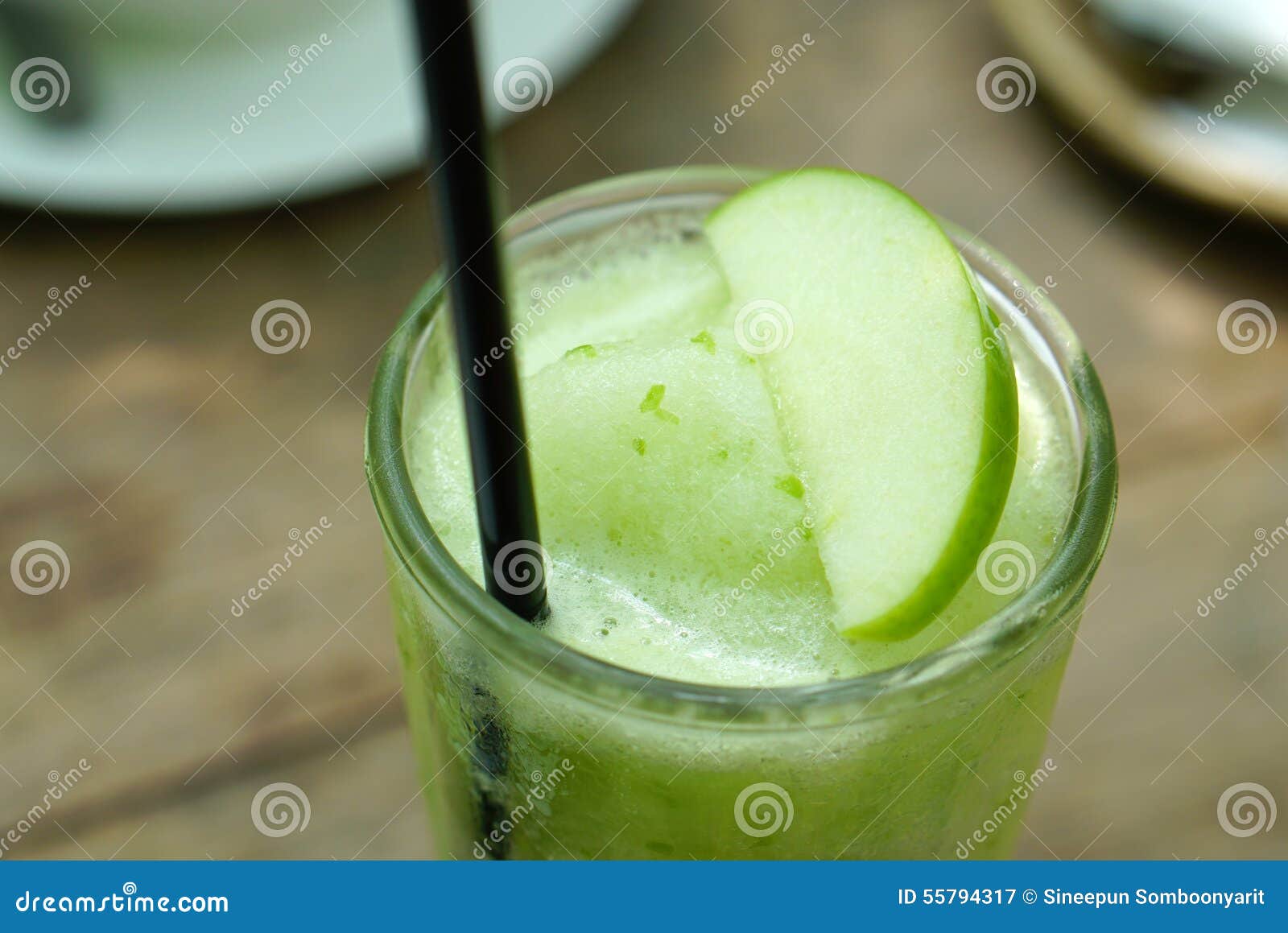 Apple Frappe Drinks with Apple Slide on Top Stock Image - Image of ...