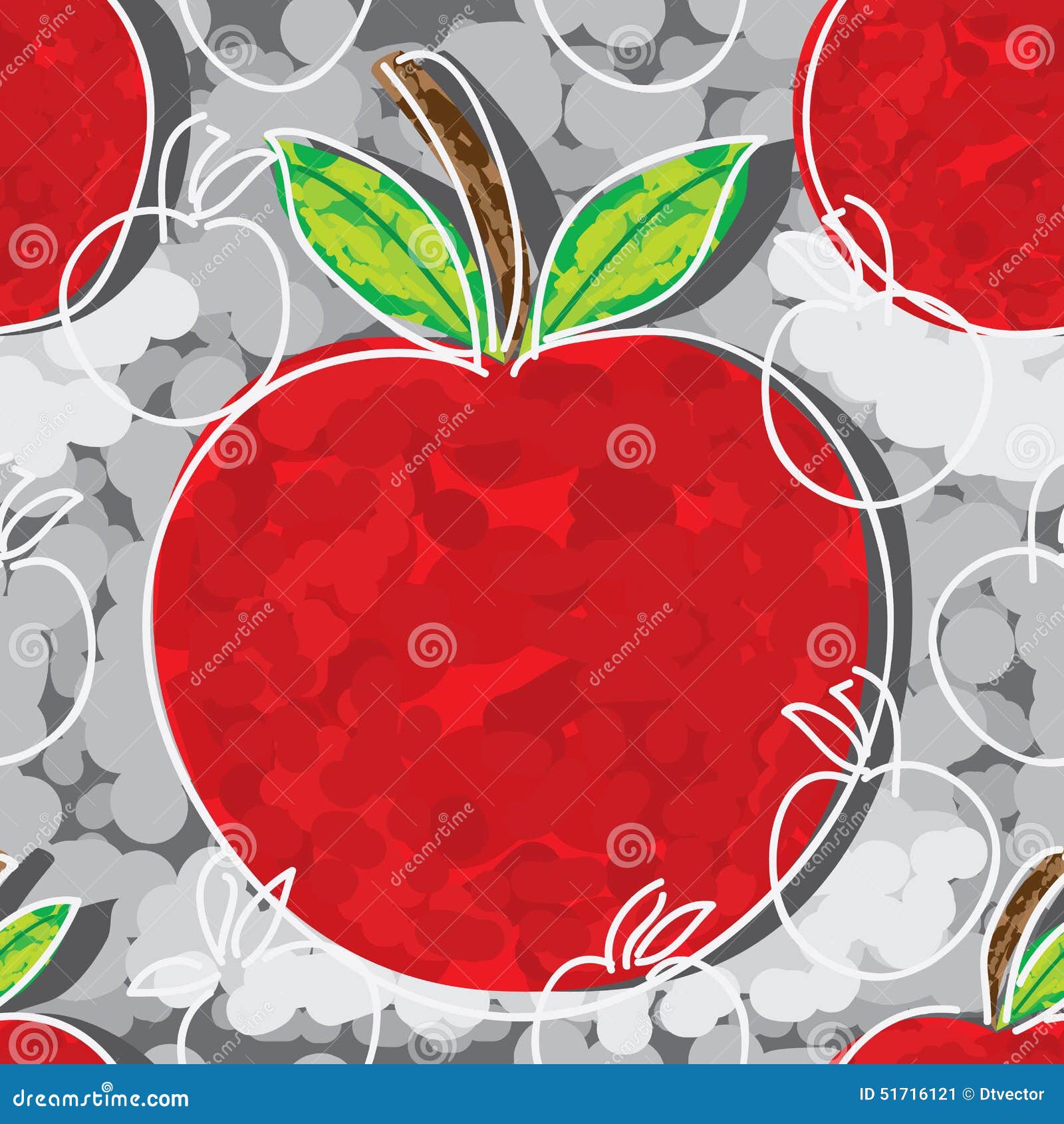 Apple Free Style Seamless Pattern Stock Vector Illustration Of Brown