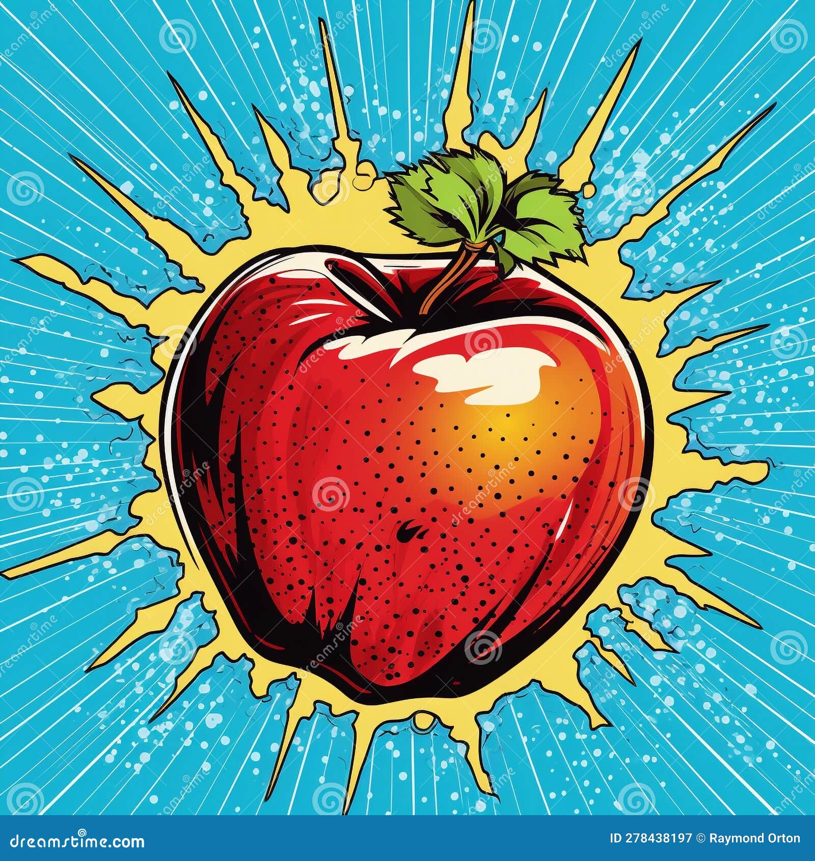 Apple Fruit in Bright Colorful Pop-art Style. Stock Illustration ...