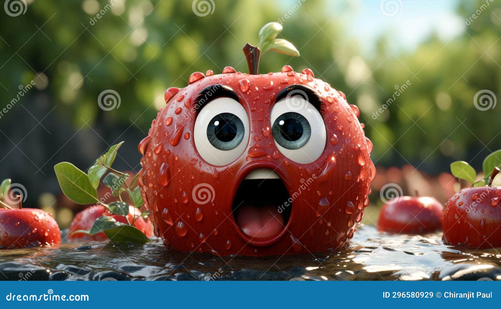 Apple Fruit Character in Crying Emotion Action Stock Image - Image of ...
