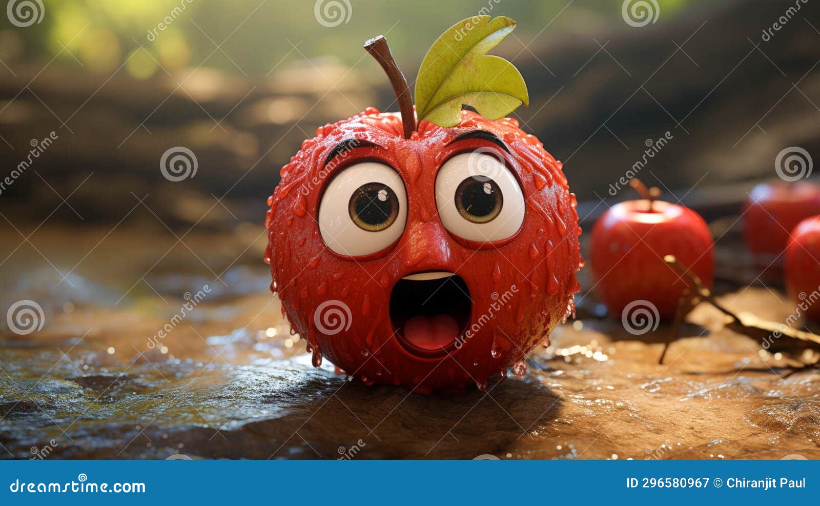 Apple Fruit Character in Crying Emotion Action Stock Image - Image of ...