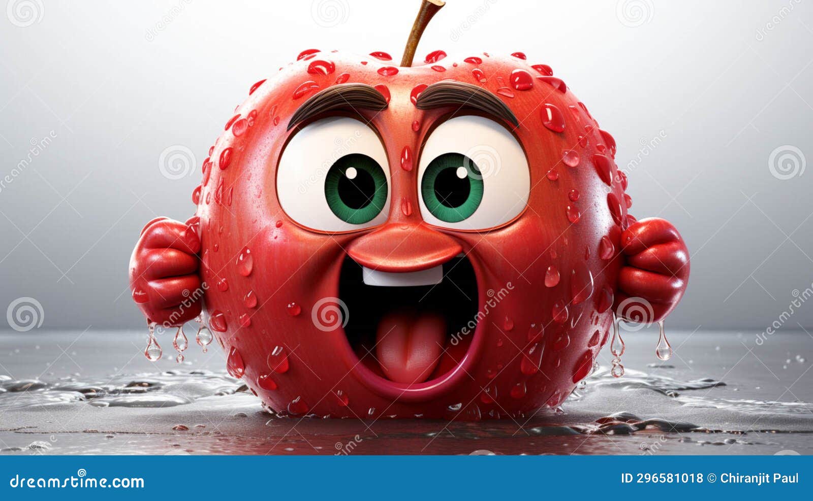 Apple Fruit Character in Crying Emotion Action Stock Illustration ...