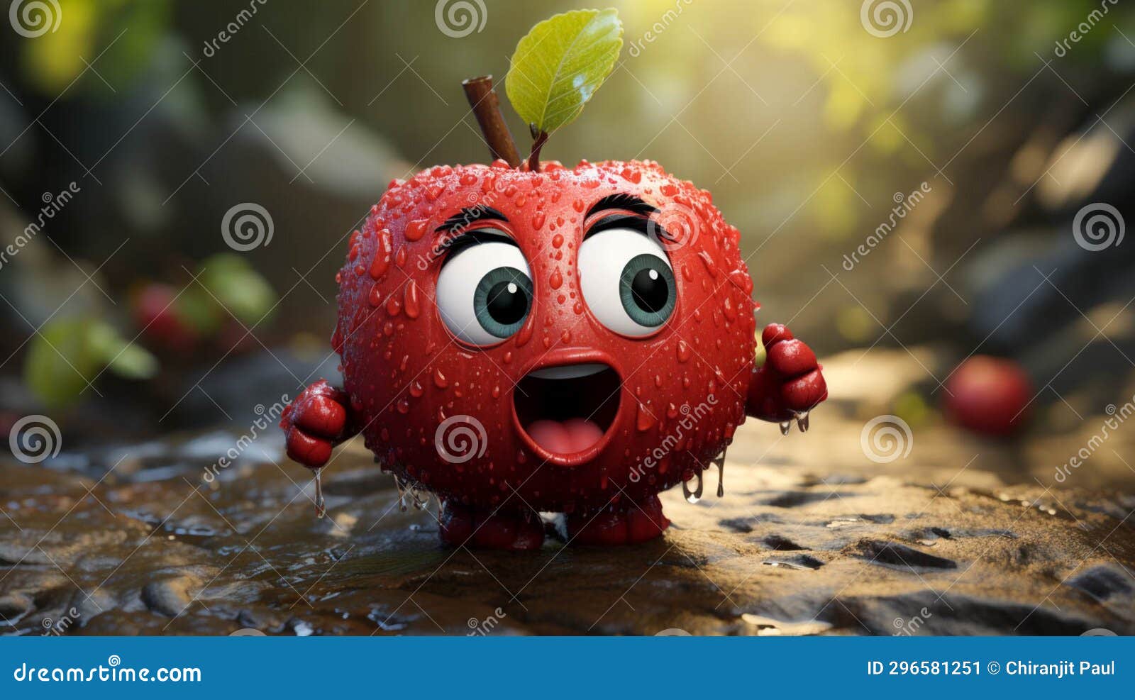 Apple Fruit Character in Crying Emotion Action Stock Image - Image of ...