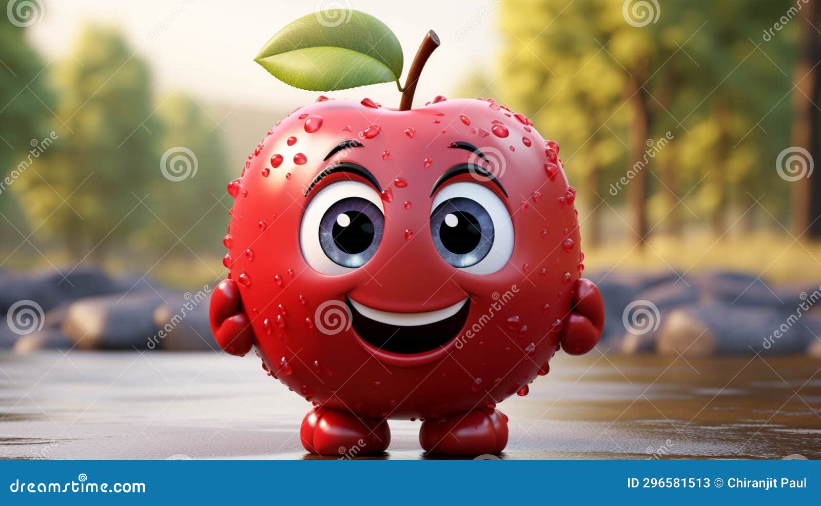 Apple Fruit Character in Happy Emotion Action Stock Illustration ...