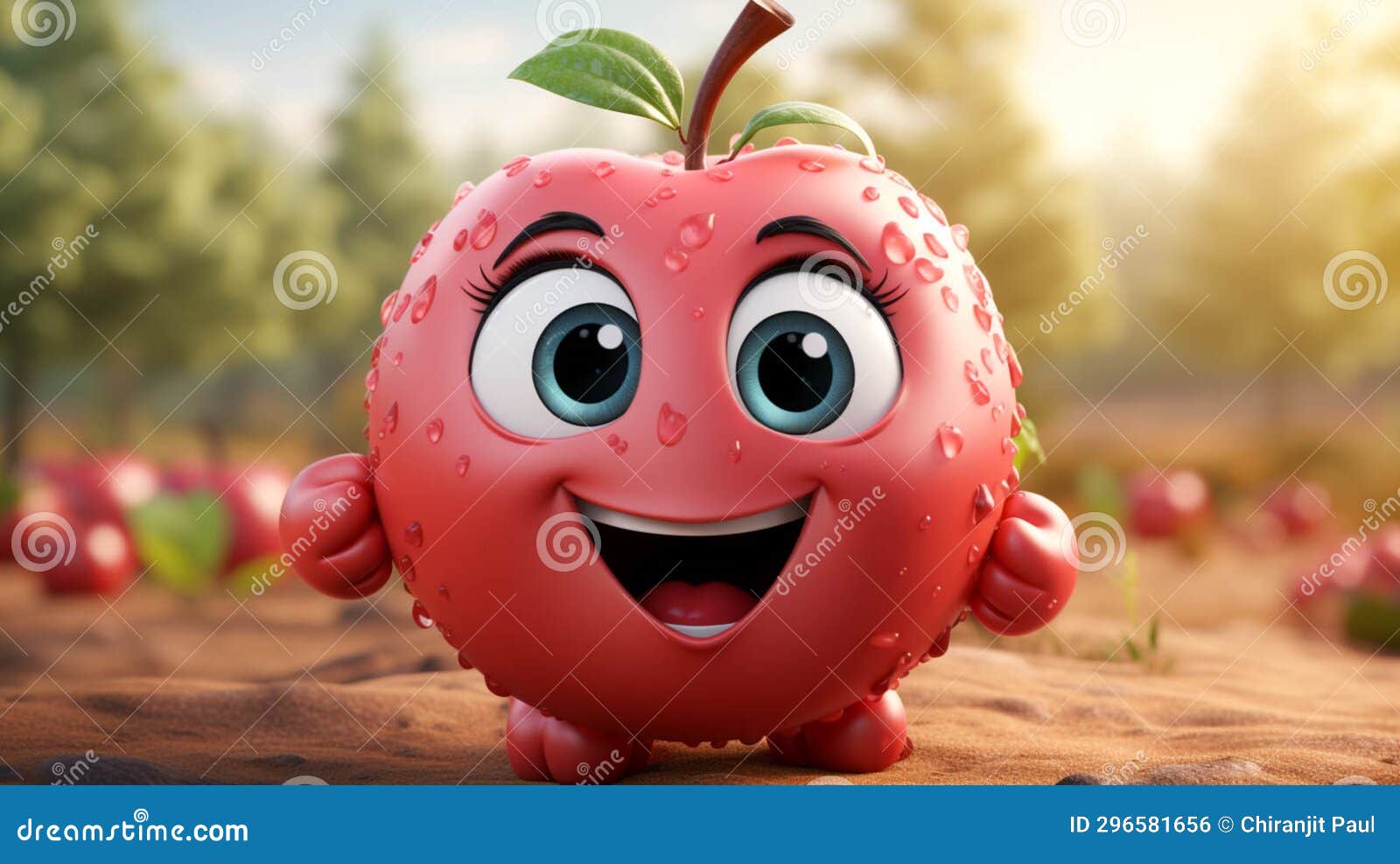 Apple Fruit Character in Happy Emotion Action Stock Illustration ...